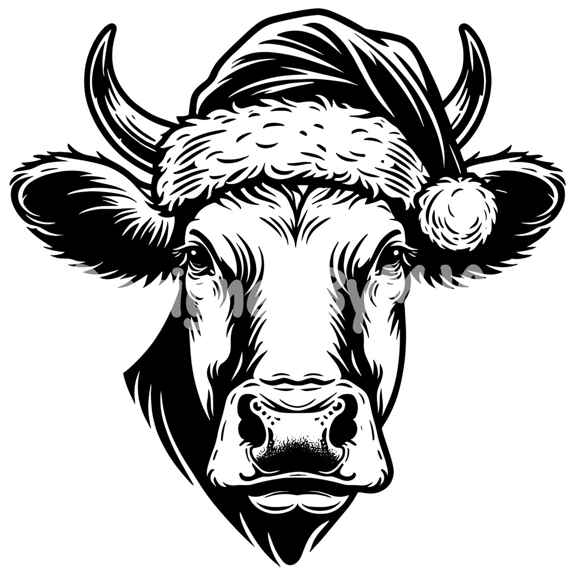 Cow Wearing Santa Hat SVG PNG Files, Cow Head Vector, Santa Hat Clipart ...