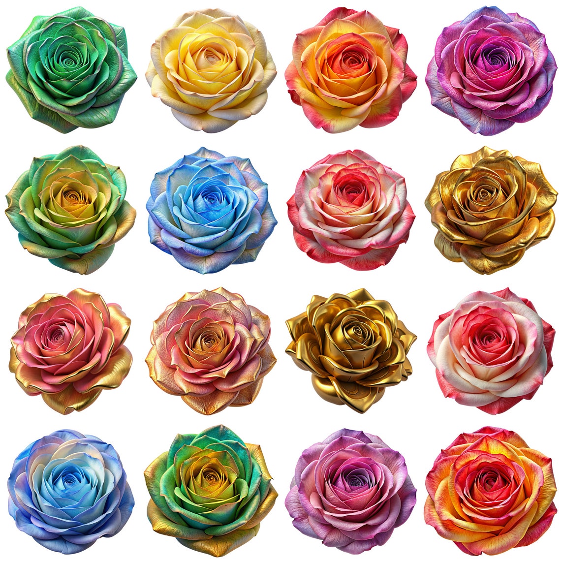 Rose Bundle Clipart, 50 PNG Files, Cute Watercolor Graphics, Floral ...