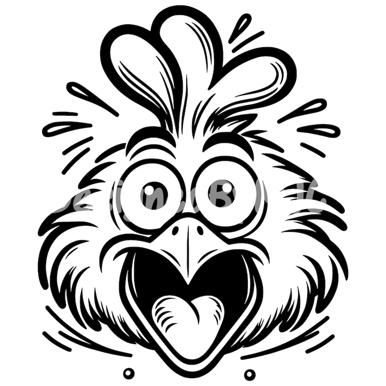 Funny Laughing Chicken Face SVG PNG, Chicken Clipart, Crazy Chicken ...