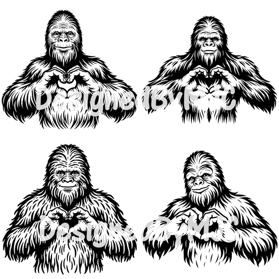 Bigfoot Heart Hands SVG PNG, Bigfoot Svg, Bigfoot Vector, Bigfoot ...