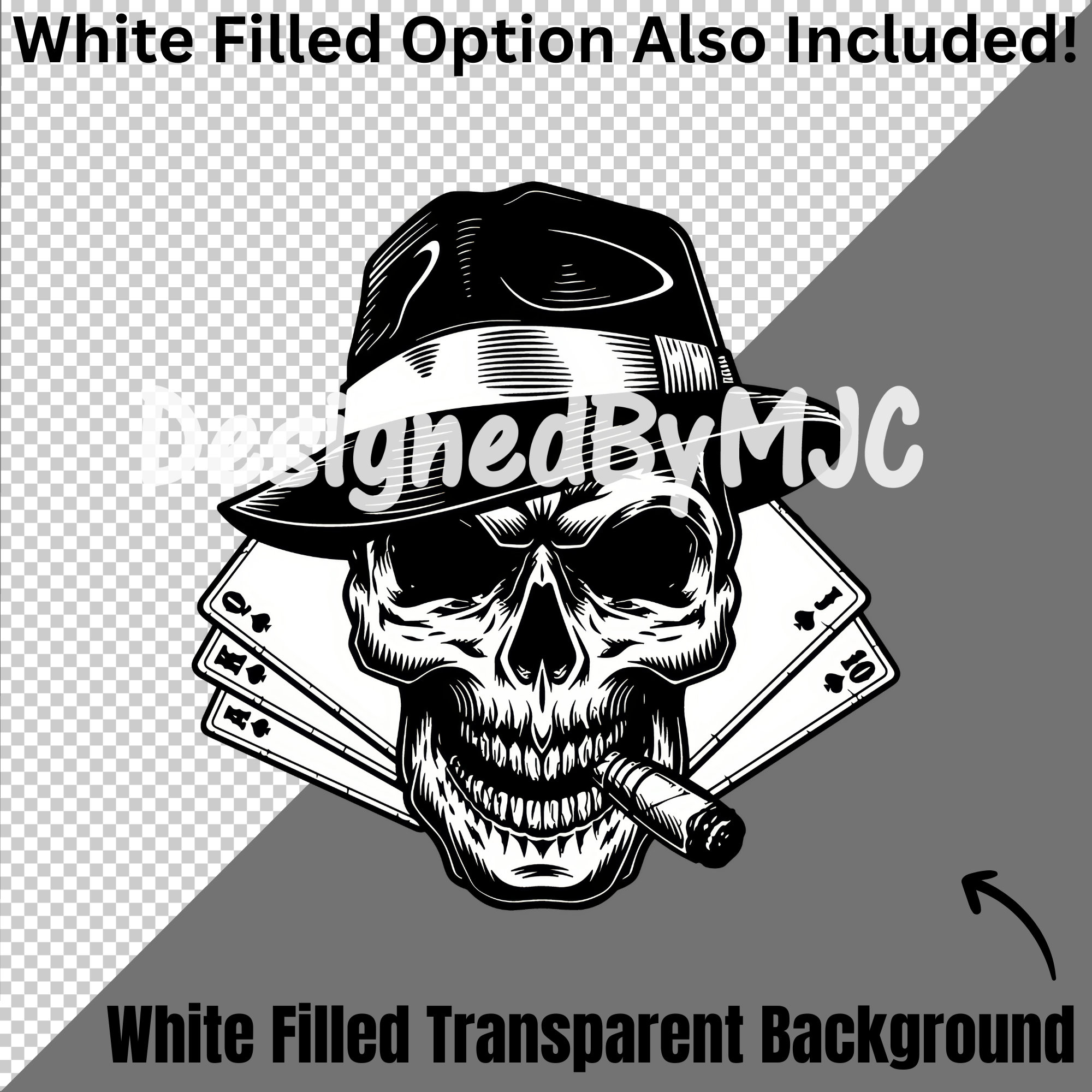 Skeleton Poker SVG Clipart & PNG Files, Skull Casino Cards, Cut Files ...