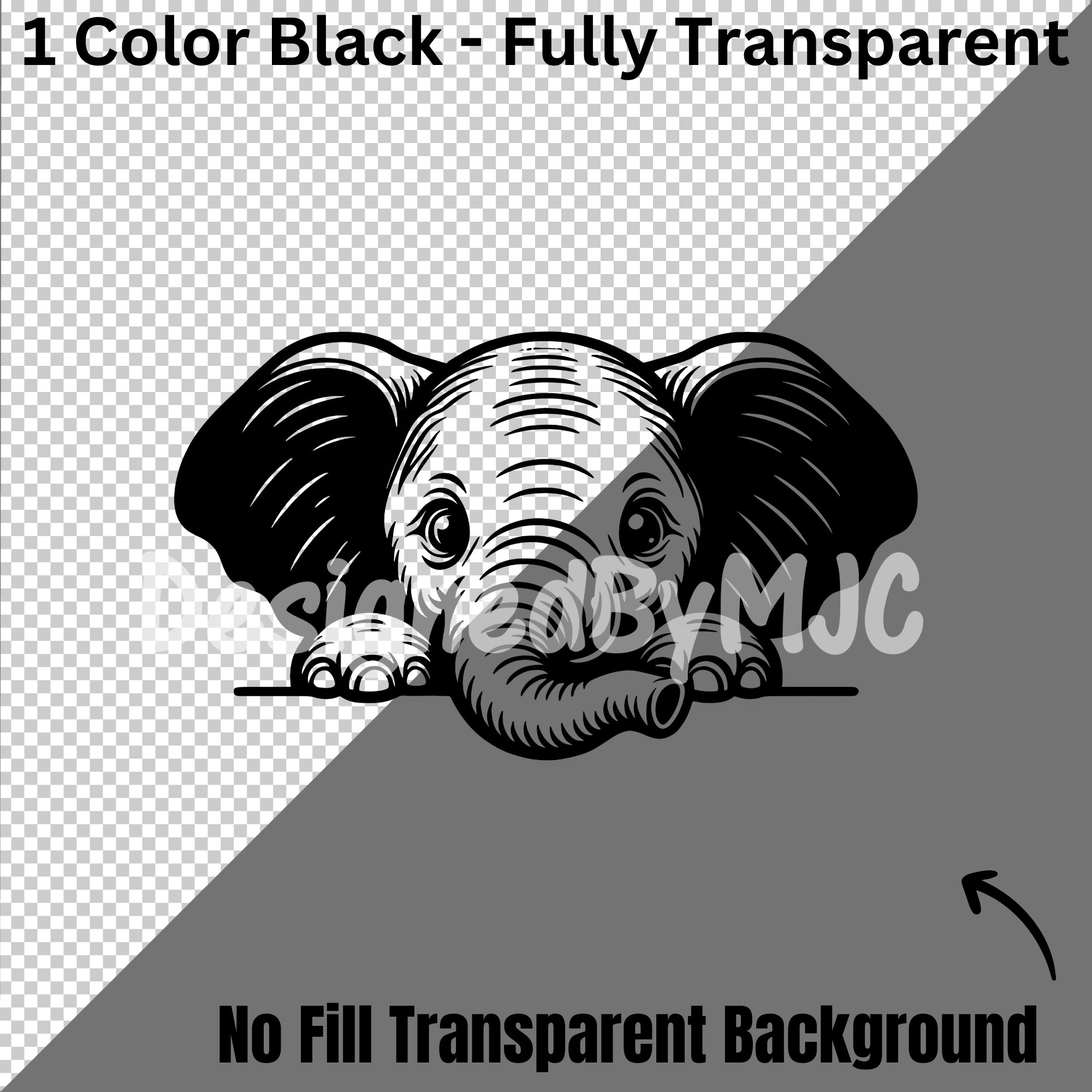 Peeking Elephant SVG Bundle Clipart & PNG Files, Elephant Svg, Elephant ...