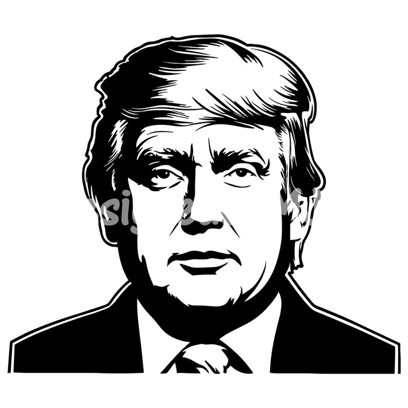 Trump SVG PNG Files, Donald Trump Face Clipart Silhouette Vector Image ...