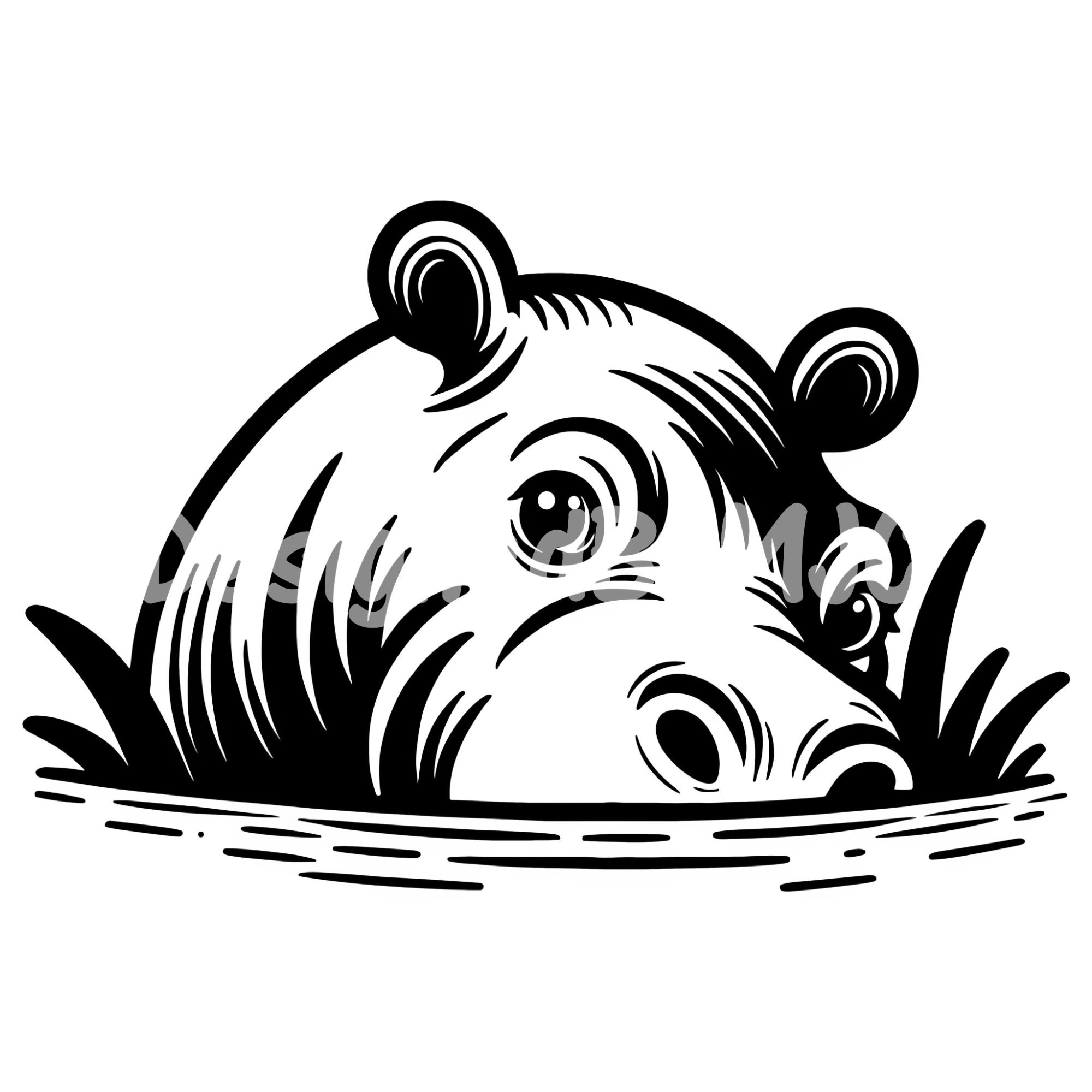 Peeking Hippo SVG Bundle & PNG Files, Hippopotamus Svg, Hippopotamus ...