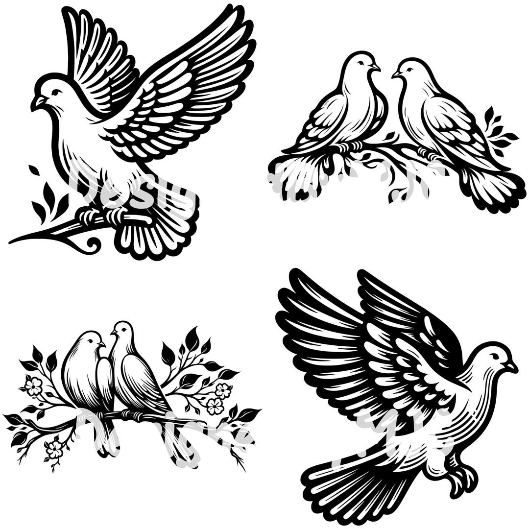 Dove SVG, White Dove Clipart, Bird SVG Files for Silhouette Cameo or ...