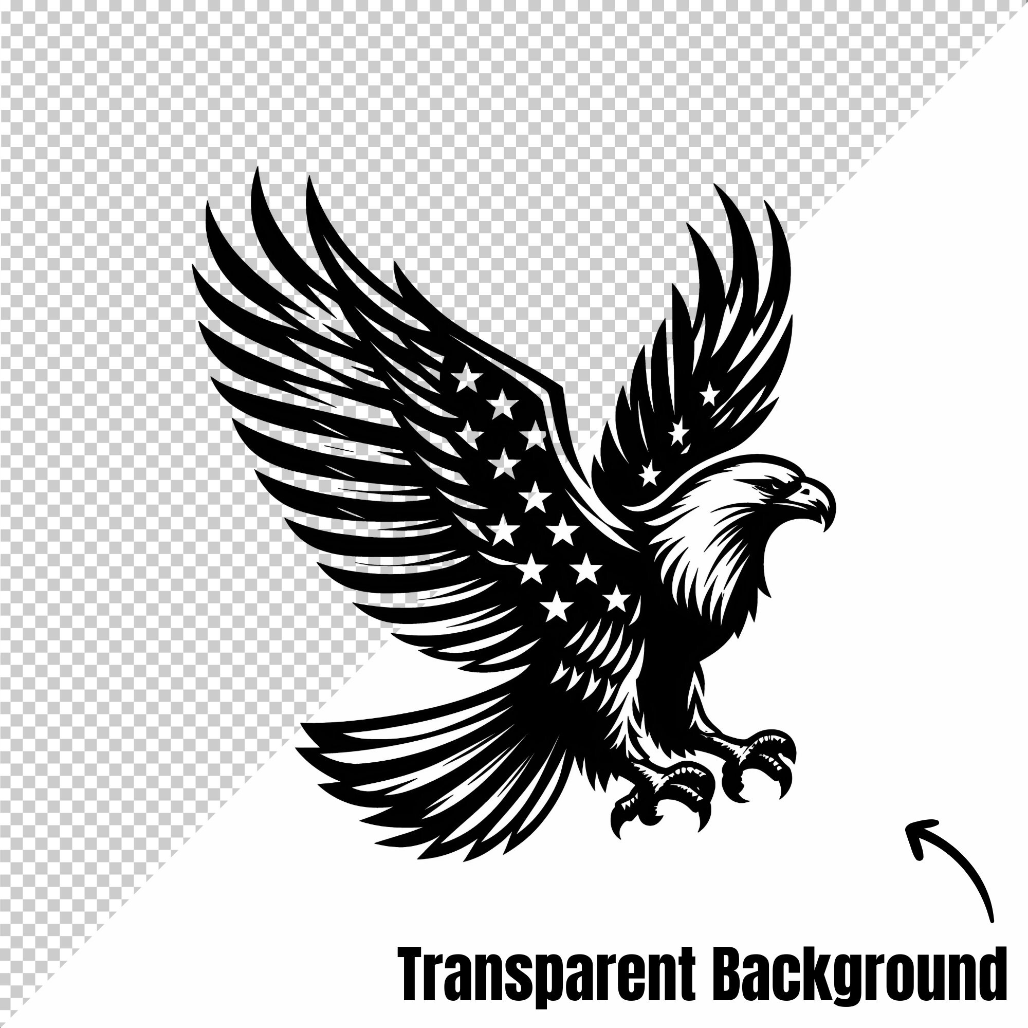 Eagle With Flag SVG Clipart & PNG Files, Bald Eagle Graphics, Digital ...