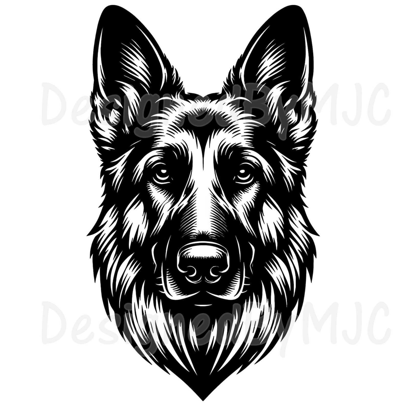 German Shepherd Head SVG Clipart & PNG Files, Police Dog K-9 SVG, Cut ...