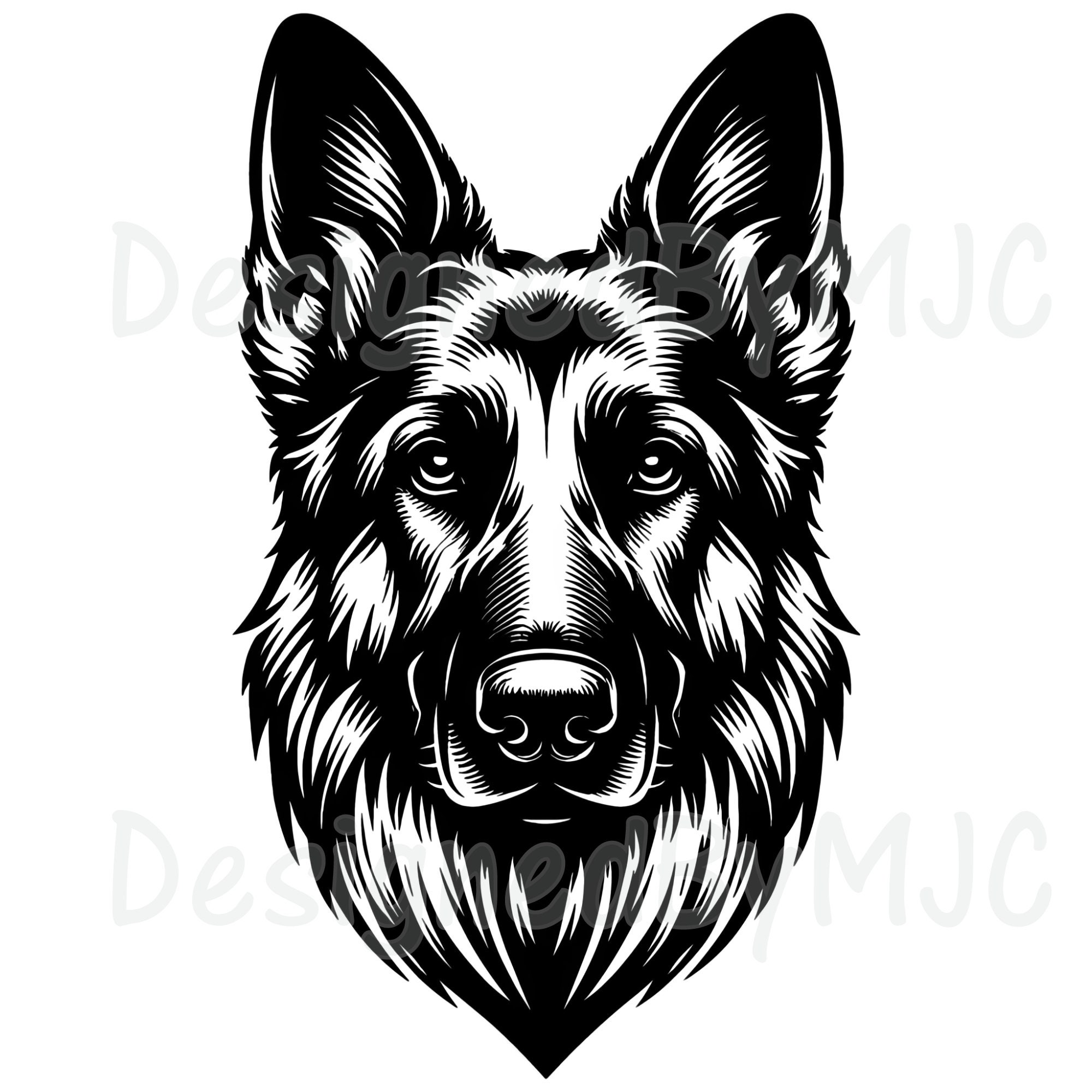 German Shepherd Head SVG Clipart & PNG Files, Police Dog K-9 SVG, Cut ...