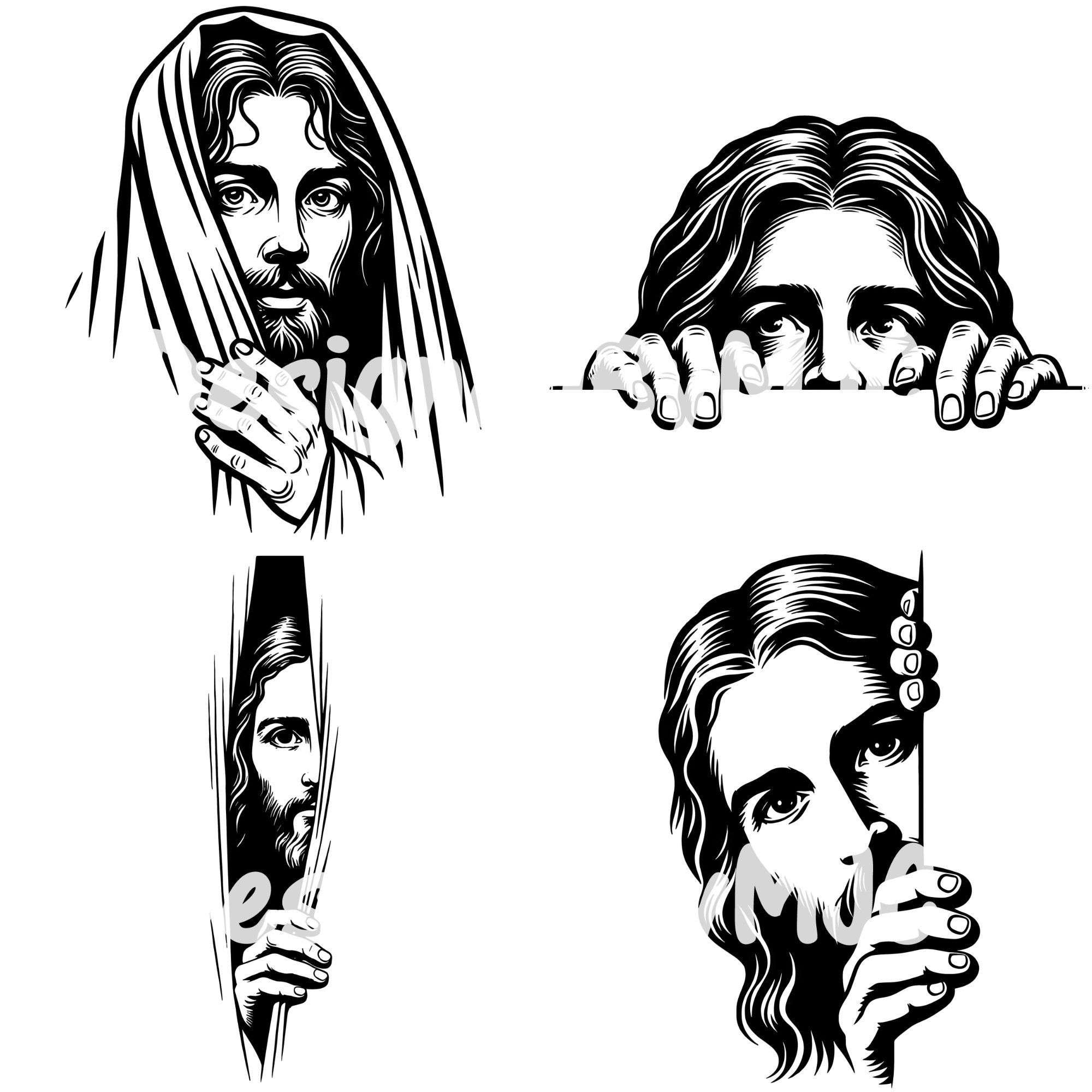 Peeking Jesus SVG Bundle 12 Clipart & PNG Files, I Saw That Jesus Svg ...
