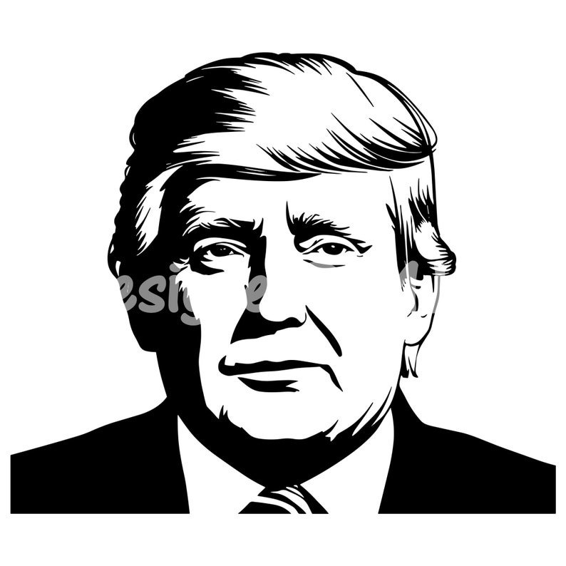 Trump SVG PNG Files, Donald Trump Face Clipart Silhouette Vector Image ...