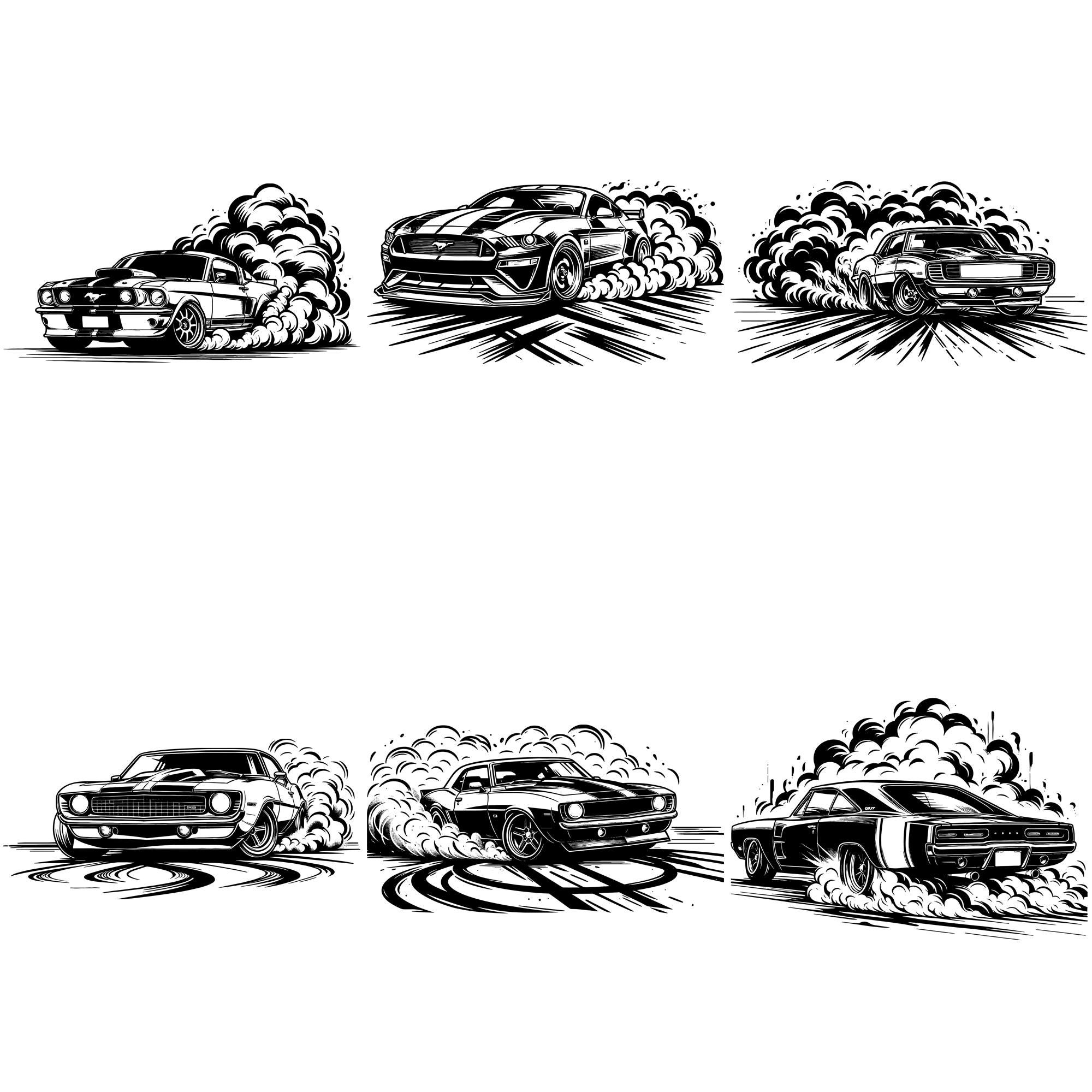 Muscle Car Burnout SVG Bundle, Muscle Car Svg, Car Burnout Svg, Muscle ...