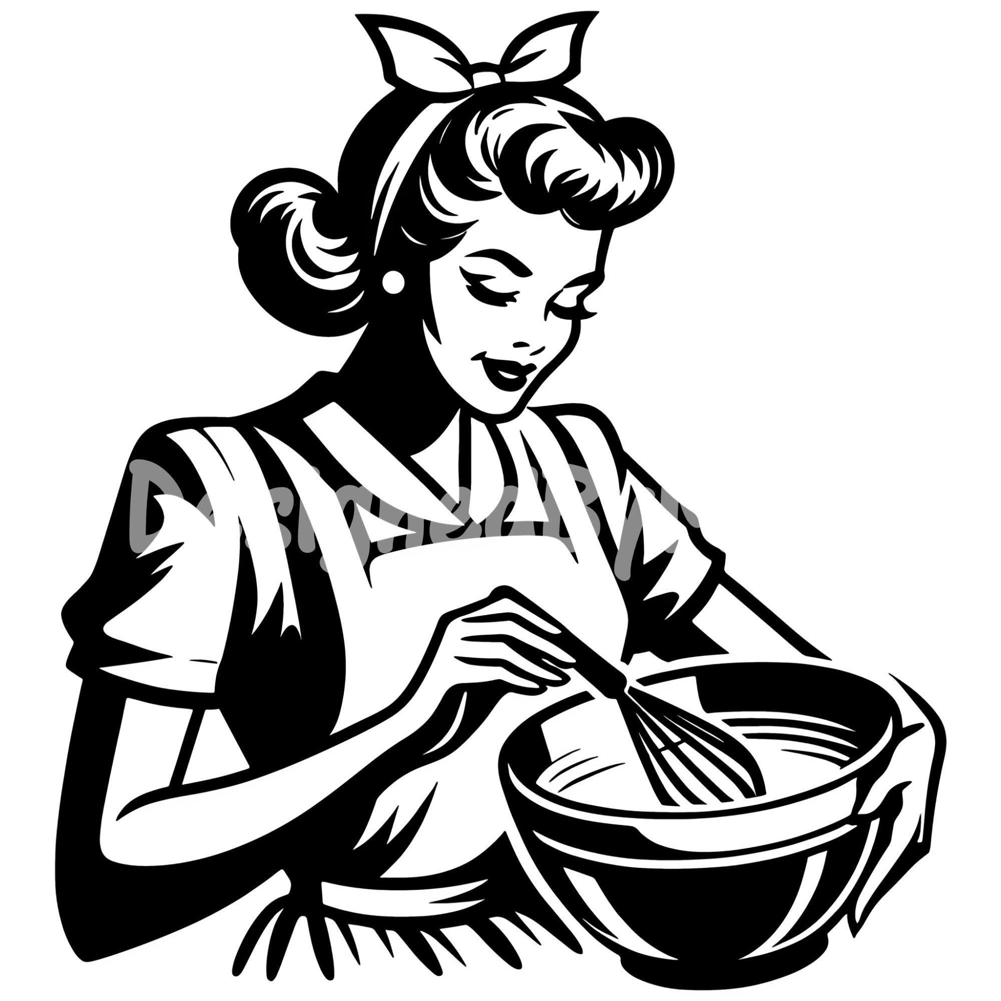 Retro Housewife Baking SVG PNG, Trendy Vintage Women, 1950s Atomic ...