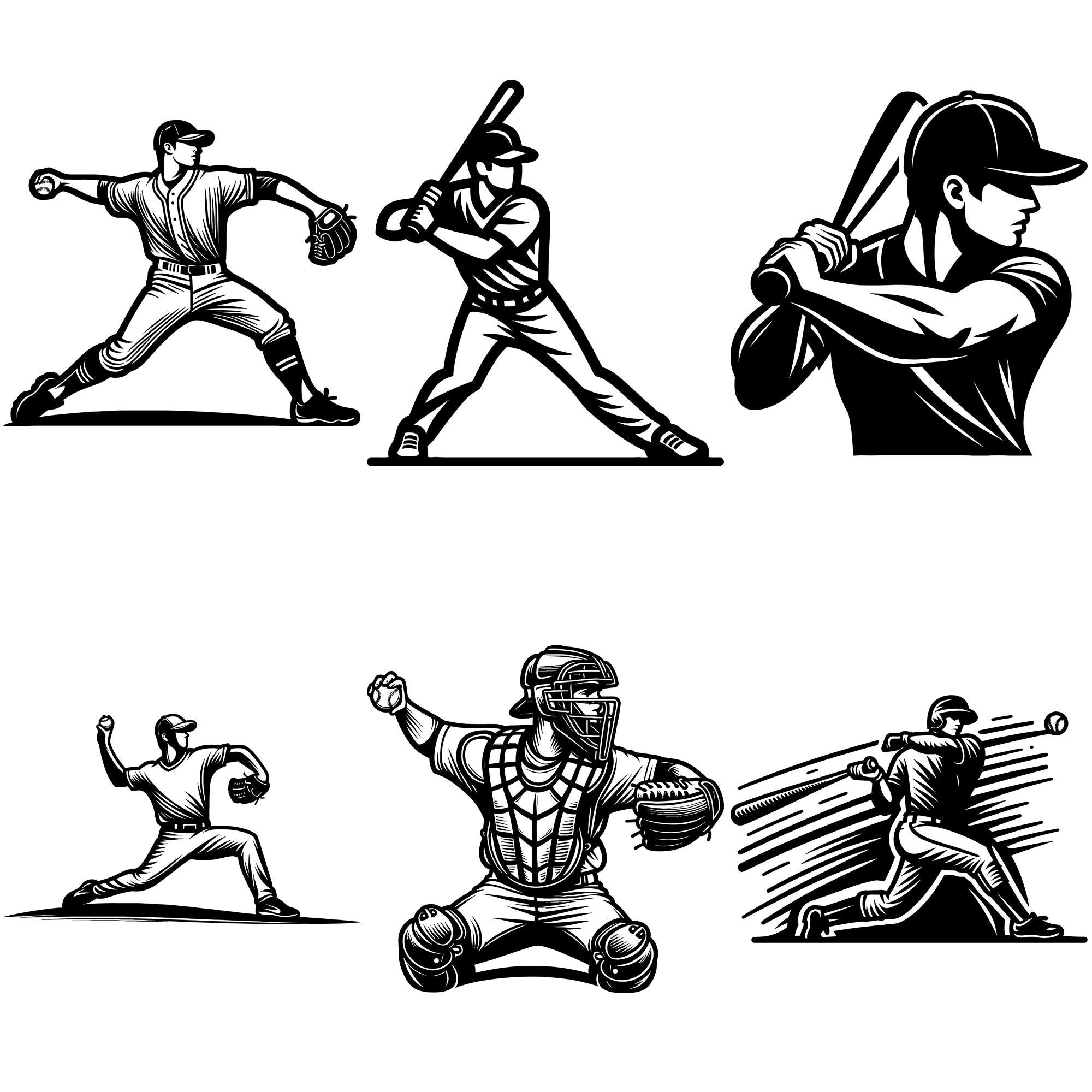 Baseball Player SVG Bundle, Baseball Player Clipart, Baseball SVG ...