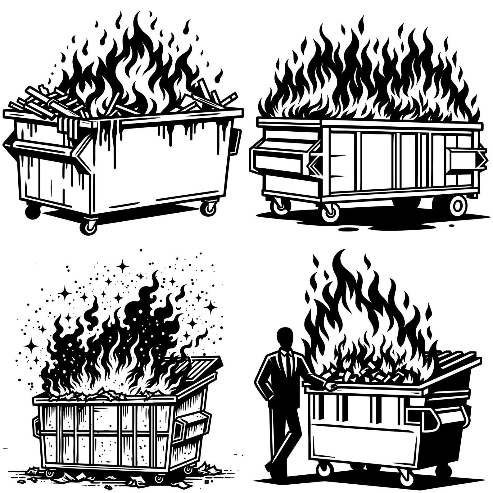 Dumpster Fire SVG Bundle, Garbage SVG, Trash Can Clipart, I'm Fine ...