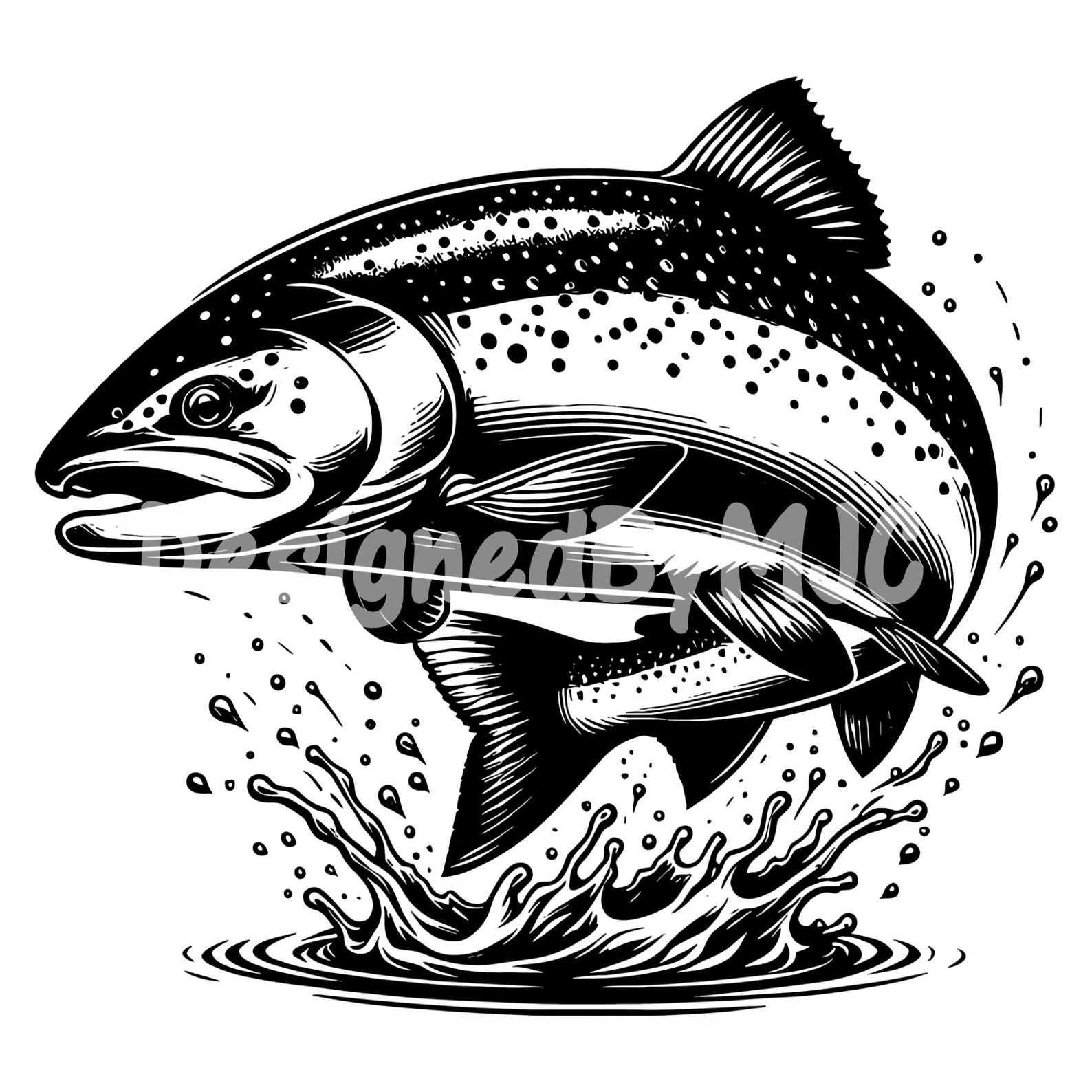 Salmon Fish SVG Clipart & PNG Files, Jumping Salmon Fishing Svg, Salmon ...