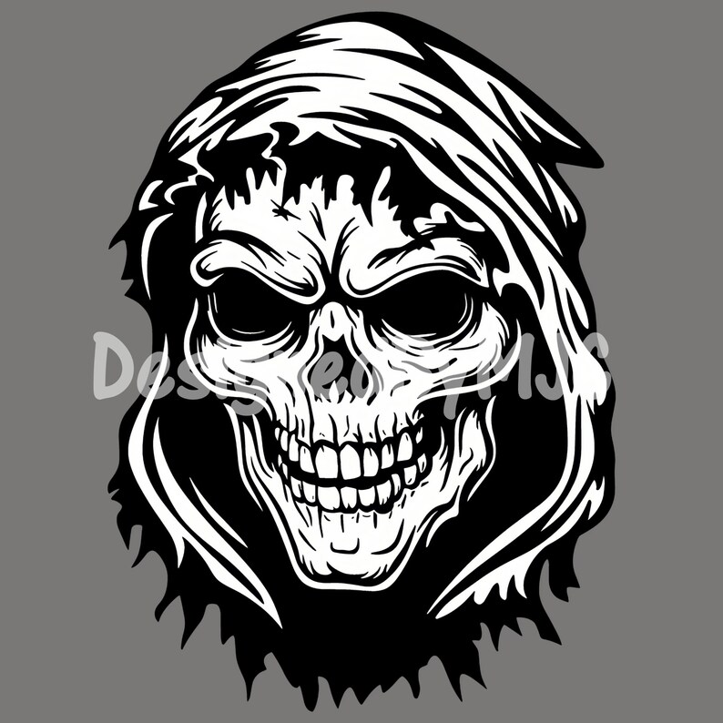 Grim Reaper Head SVG Clipart & PNG Files, Death Graphics, Digital Clip ...