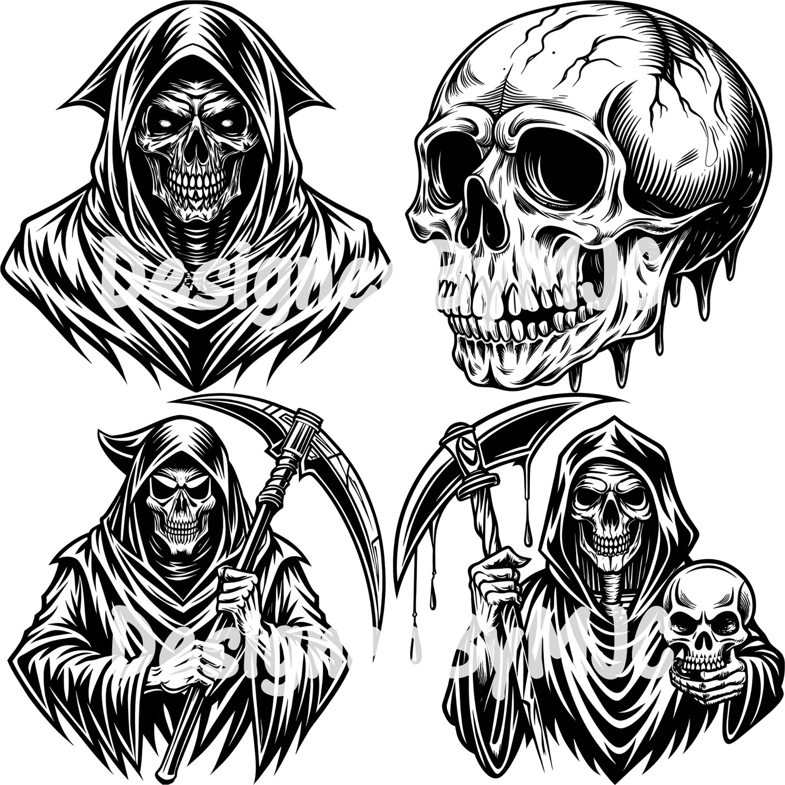 Grim Reaper SVG Clipart & PNG Files, Drıppıng Skulls Svg, Skull Svg ...