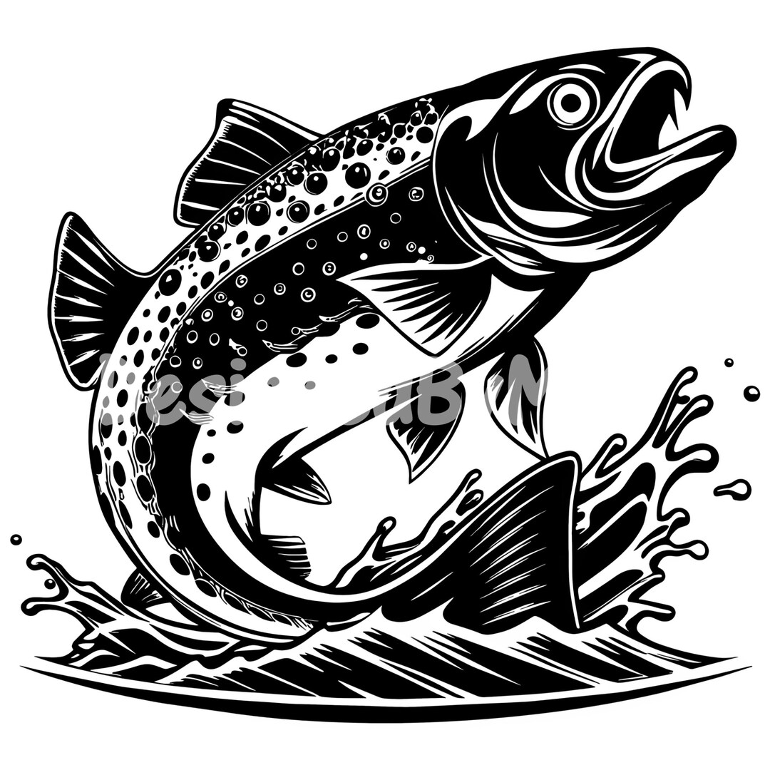 Trout Fish SVG Clipart & PNG Files, Trout Fishing Svg and Png Files ...