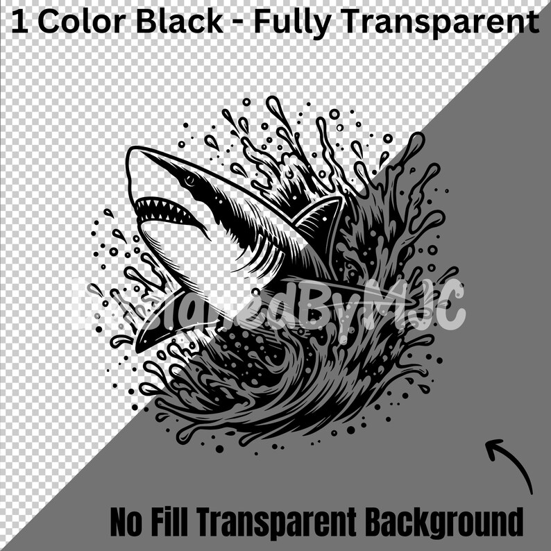 Great White Shark SVG With Water Splash PNG Files, Ocean Shark Face ...