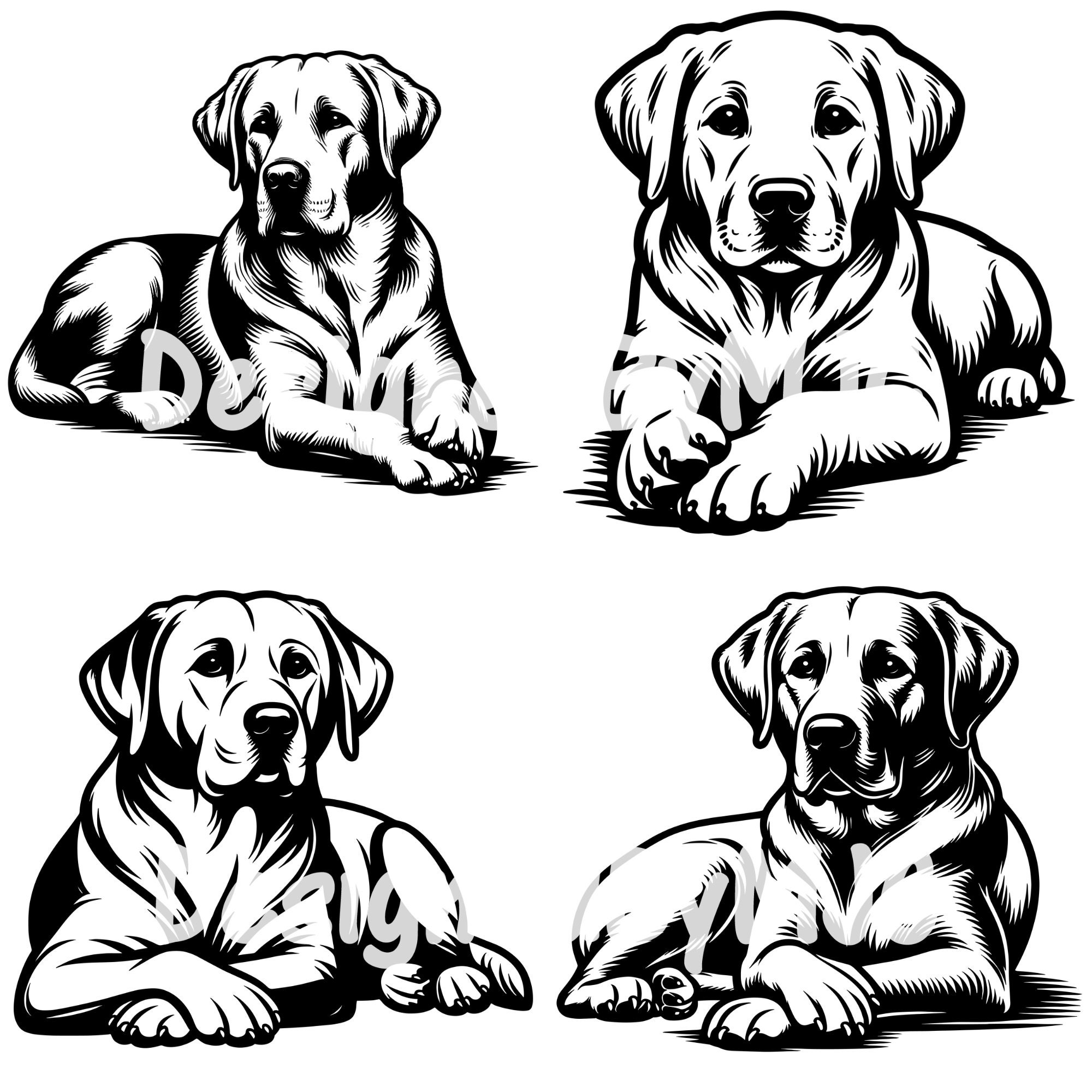 Labrador Retriever Dog Laying Crossed Paws SVG Clipart PNG Files ...