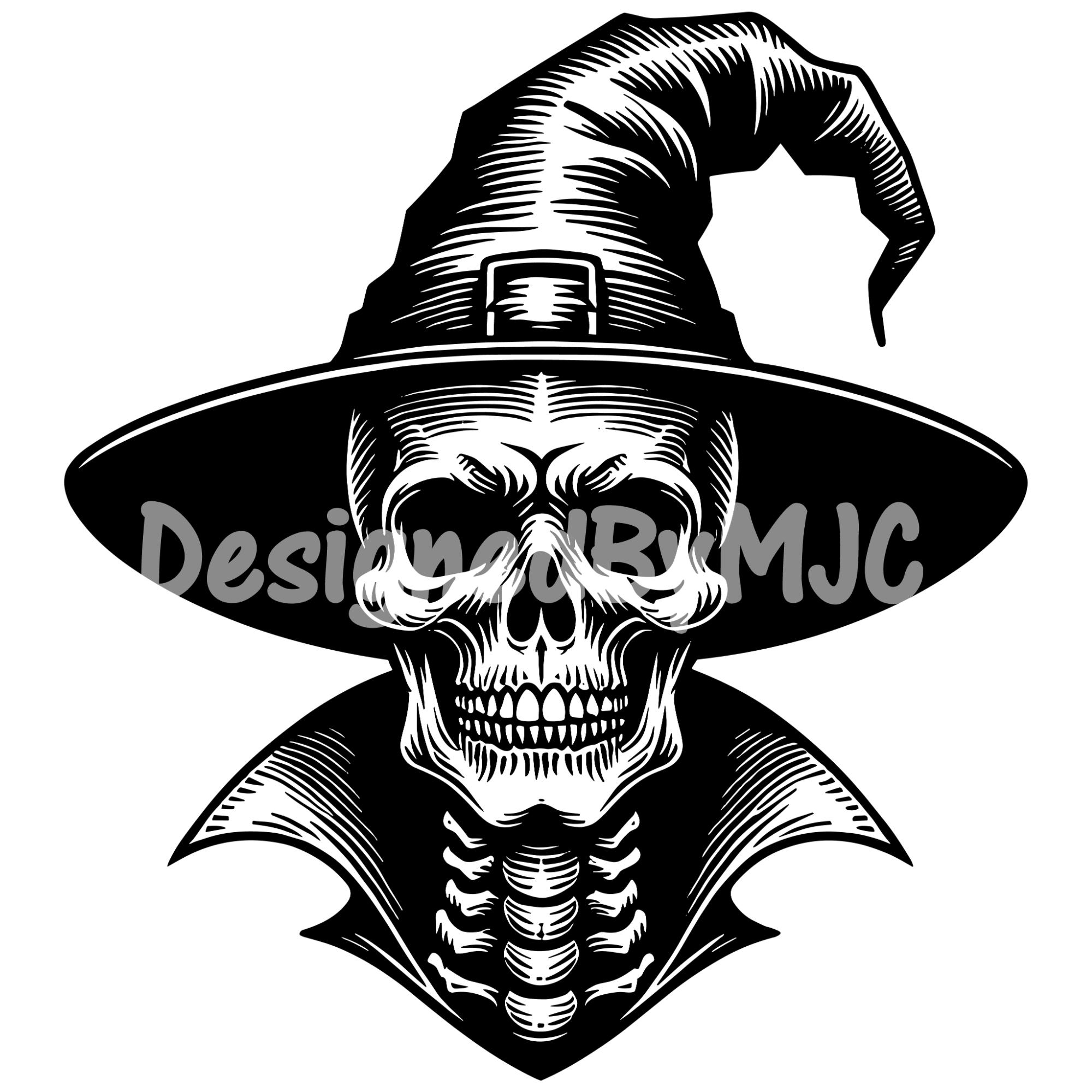 Skeleton Witch Hat SVG PNG Bundle, Halloween Hat Svg, Trendy Halloween ...