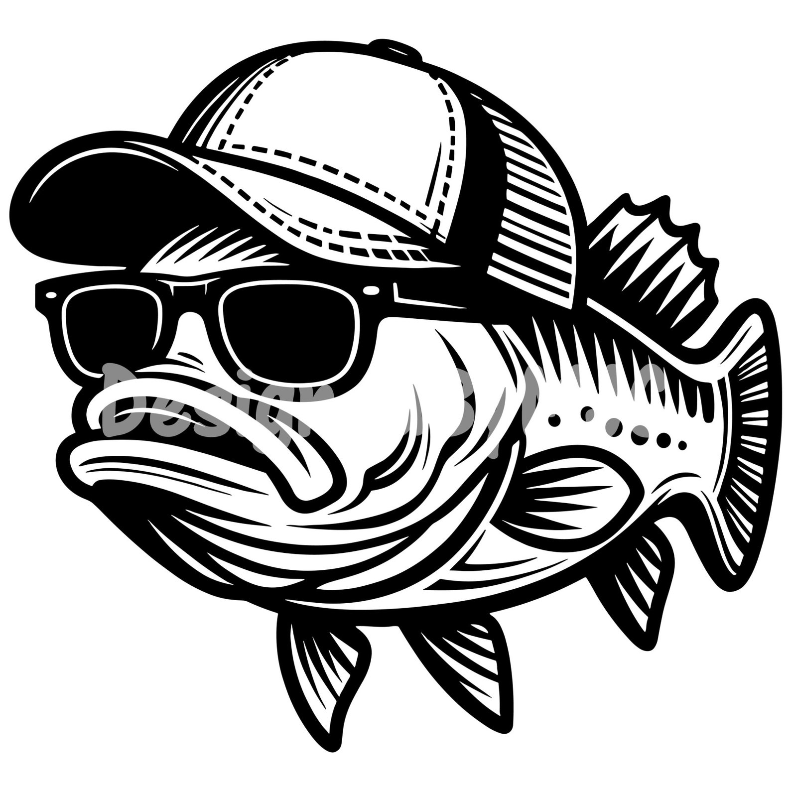 Largemouth Bass Trucker Hat SVG PNG Files, Bass Svg Cut Files, Fish Svg ...
