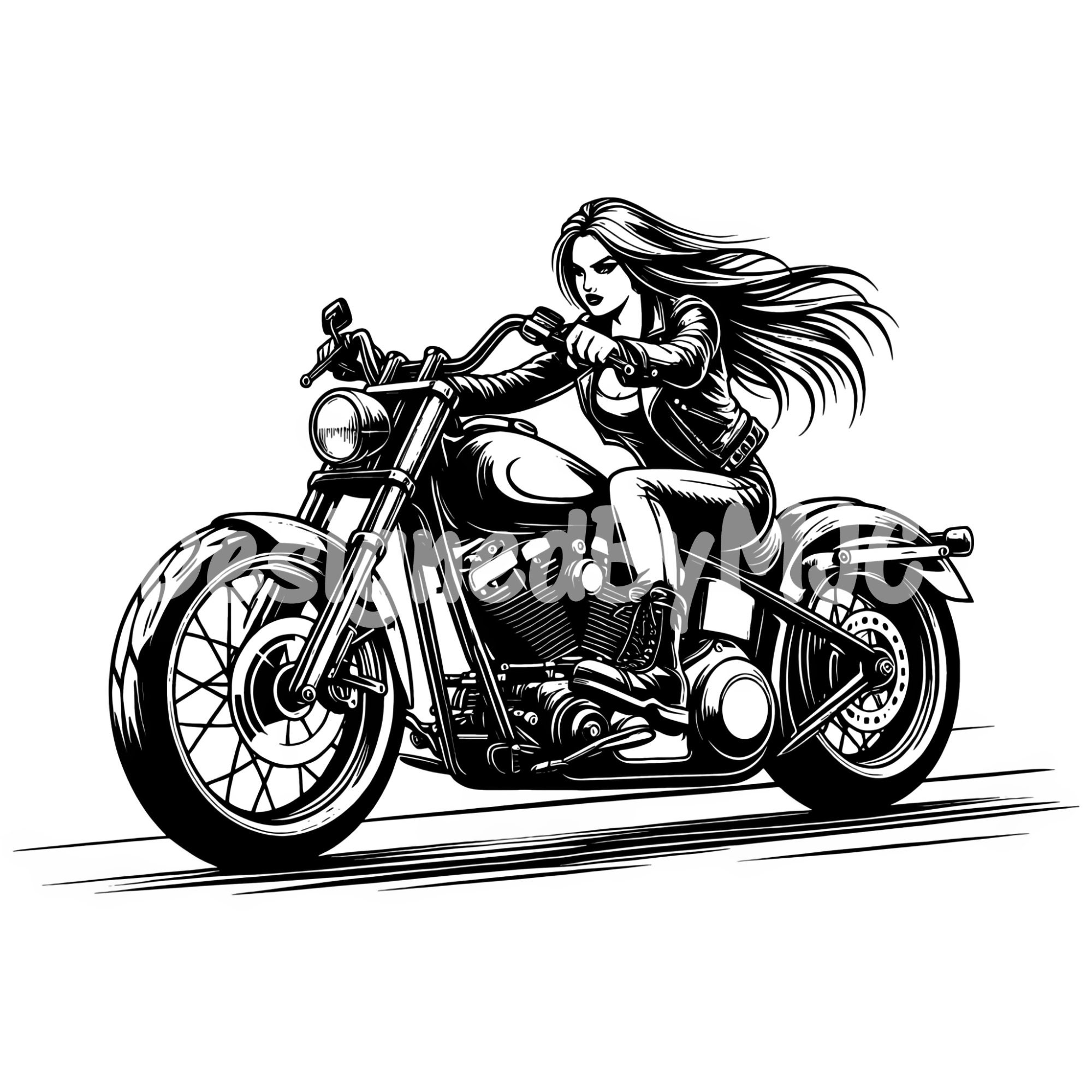 Biker Chick SVG Bundle Clipart & PNG Files, Girl Motorcycle Clipart ...