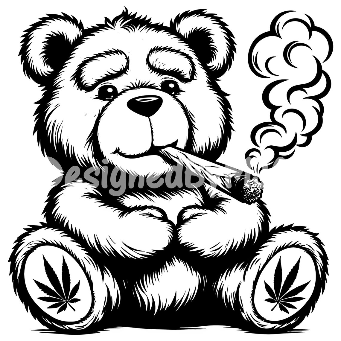 Smoking Bear SVG Clipart & PNG Files, Teddy Smoking Weed, Joint Blunt ...
