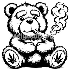Smoking Bear SVG Clipart & PNG Files, Teddy Smoking Weed, Joint Blunt ...