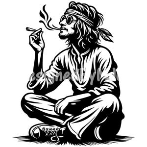 Hippie Stoner SVG, Hippie Dude PNG, Hippie Guy Clipart Peace and Love ...