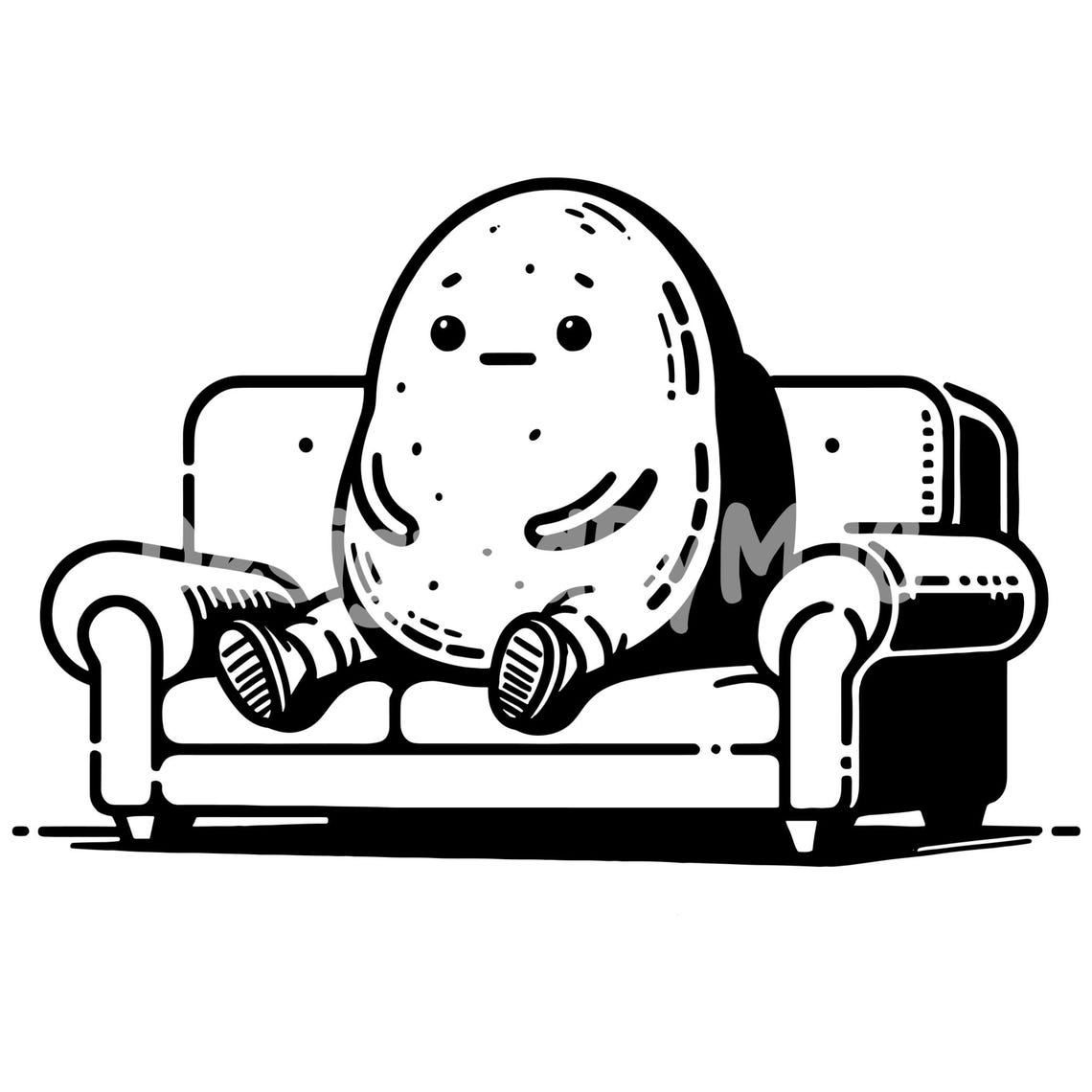 Couch Potato SVG Cartoon Couch Potato PNG Happy Couch Potato Clipart Couch Potato Vector Bundle ...
