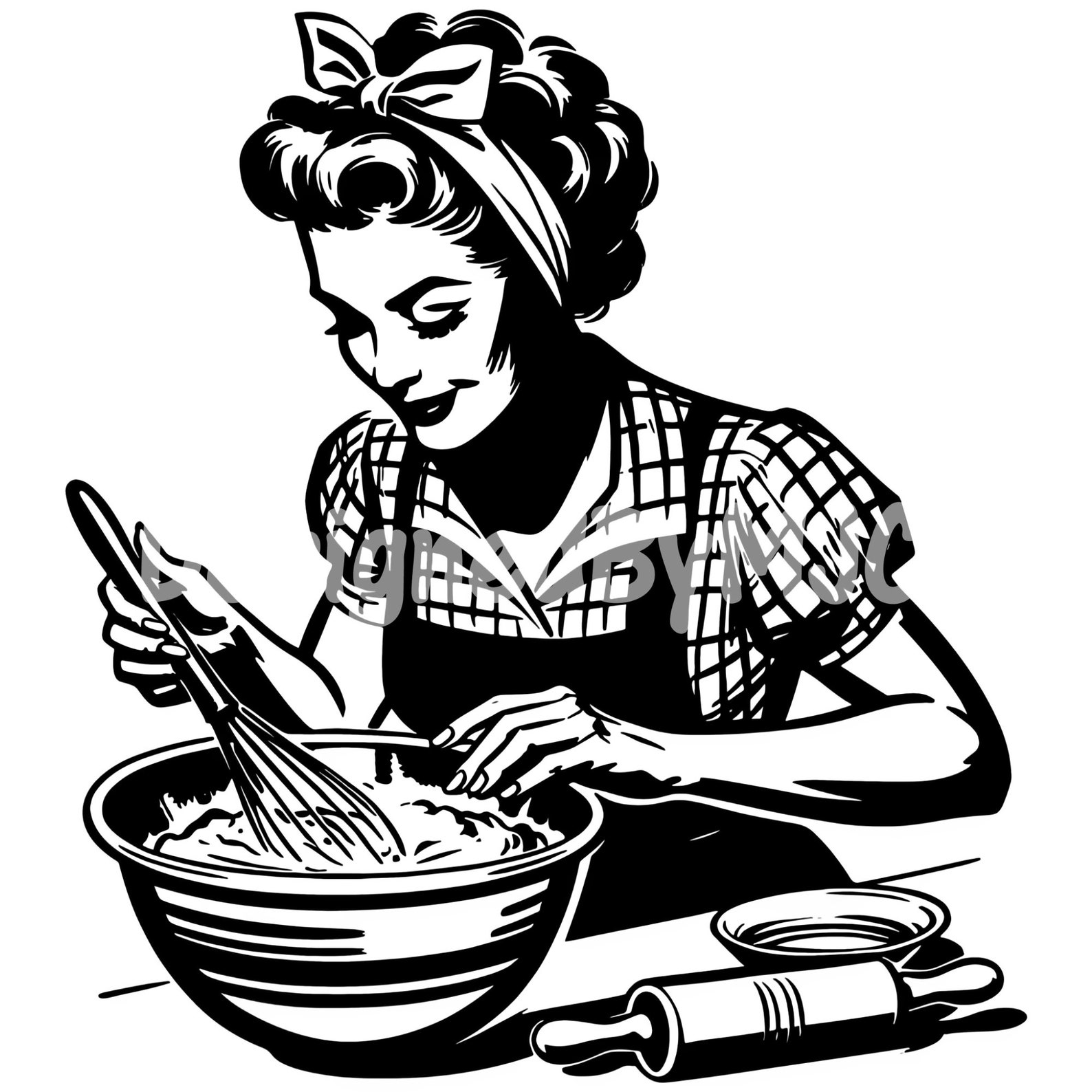 Retro Housewife Baking SVG PNG, Trendy Vintage Women, 1950s Atomic ...
