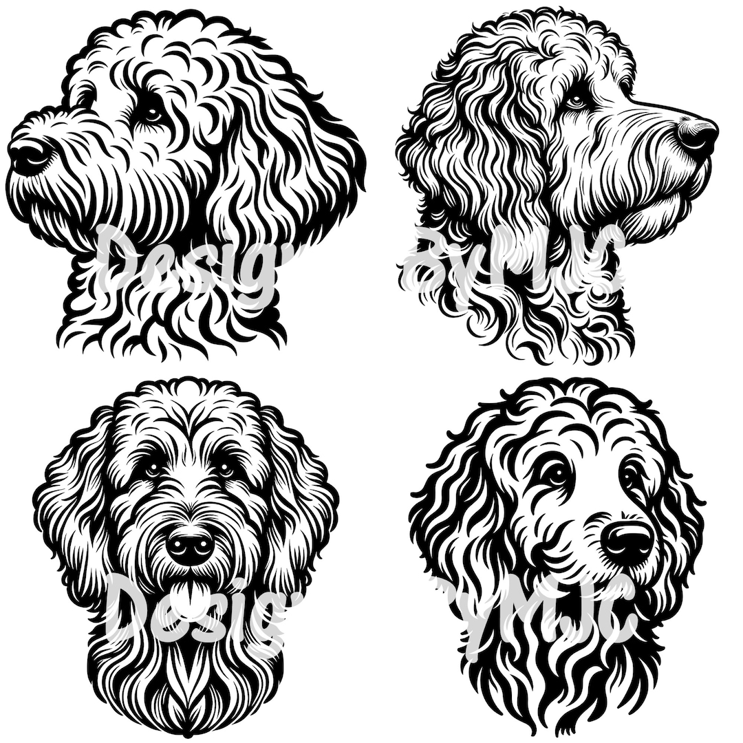 Goldendoodle SVG Clipart PNG Files, Goldendoodle Head Vector Cut Files ...