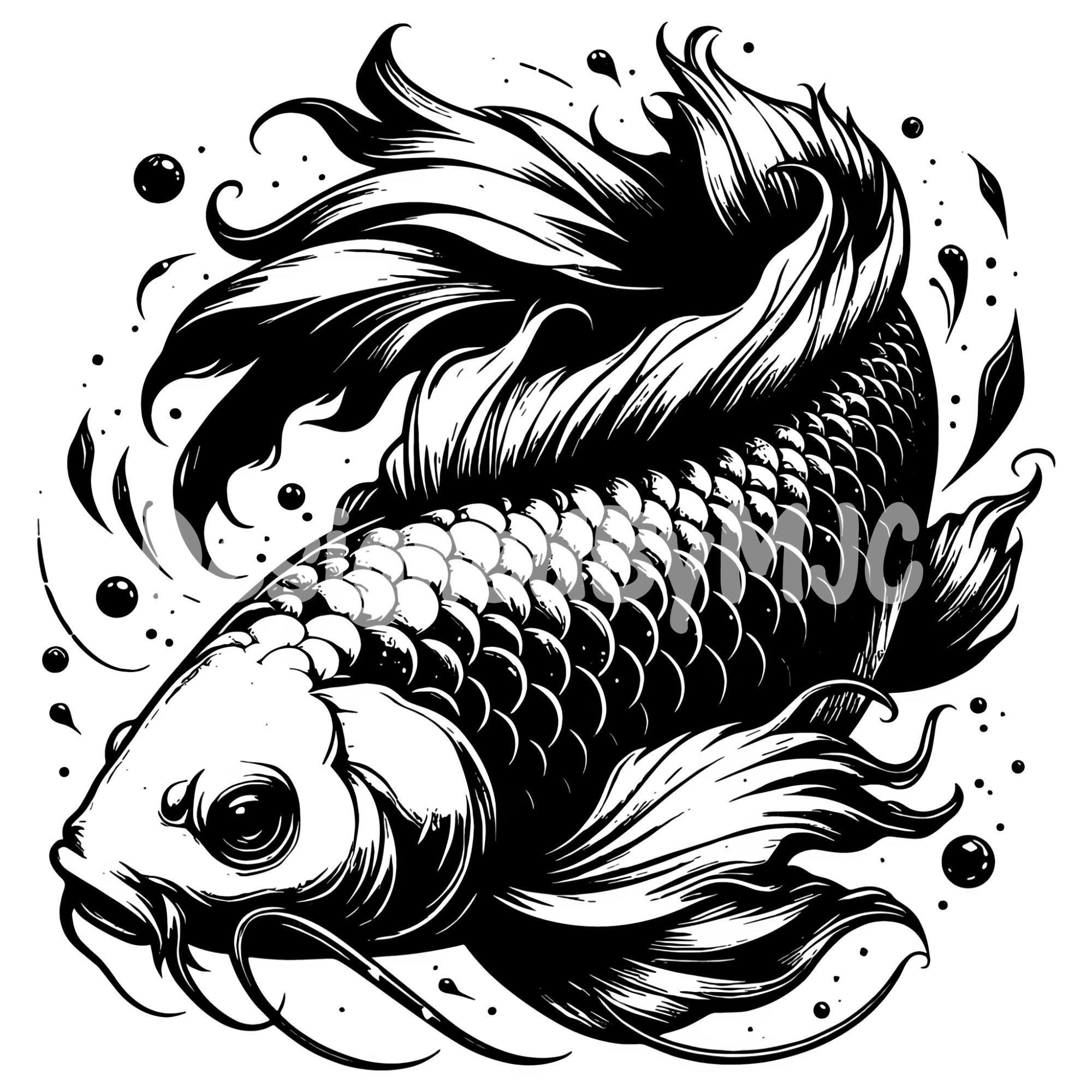 Koi Fish SVG Bundle & PNG Files, Koi Fish Vector, Koi Fish Outline, Koi ...