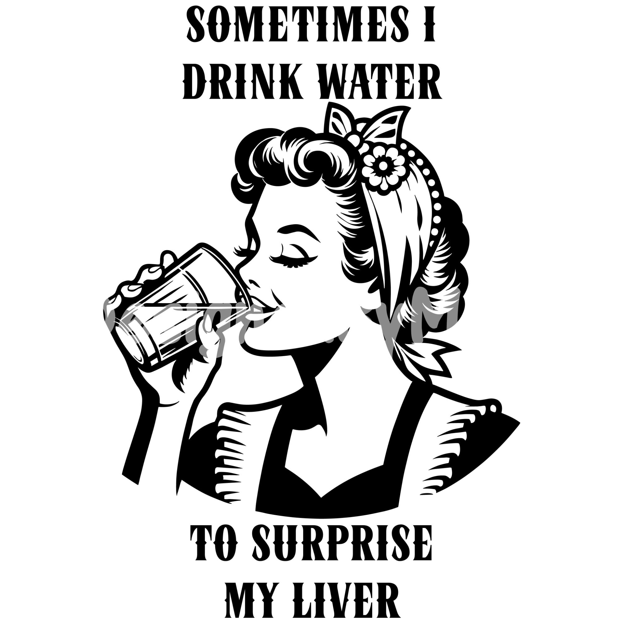 Retro Housewife Drinking Water SVG PNG, Trendy Vintage Women, 1950s ...