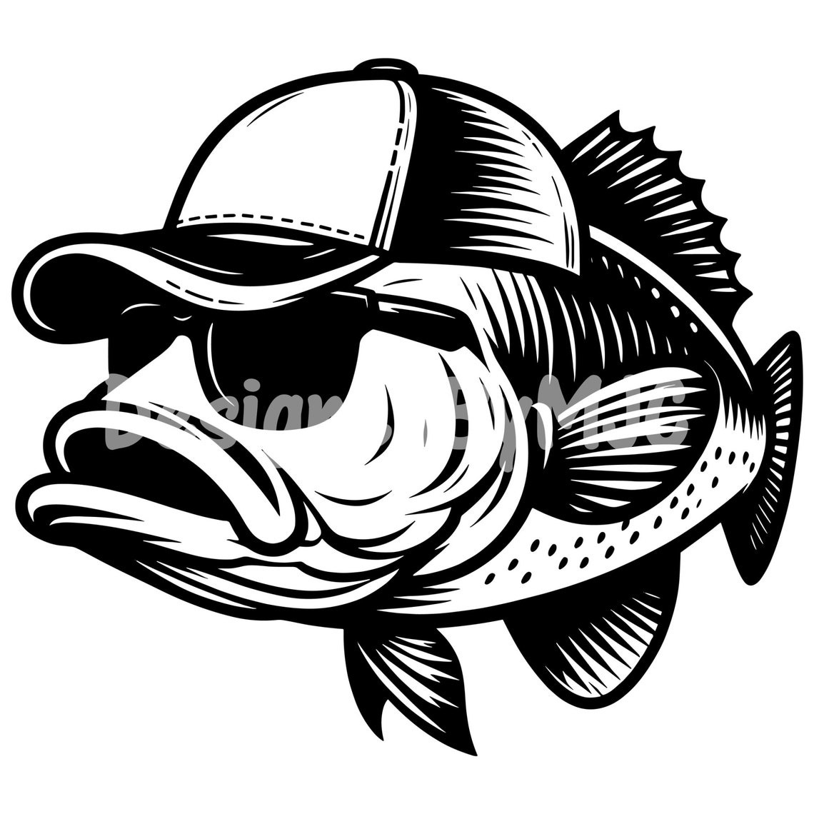 Largemouth Bass Trucker Hat SVG PNG Files, Bass Svg Cut Files, Fish Svg ...