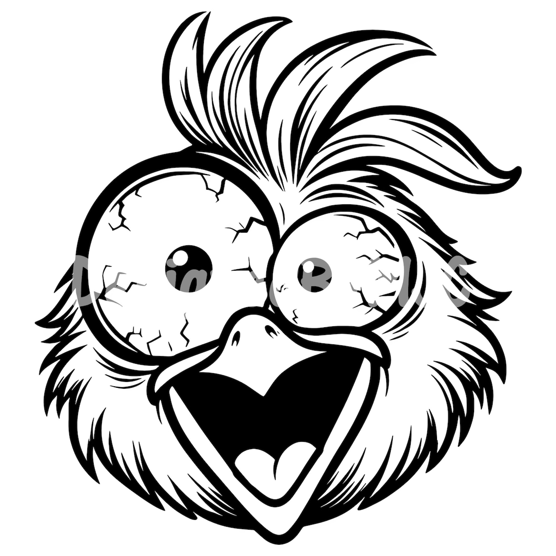 Funny Laughing Chicken Face SVG PNG, Chicken Clipart, Crazy Chicken ...