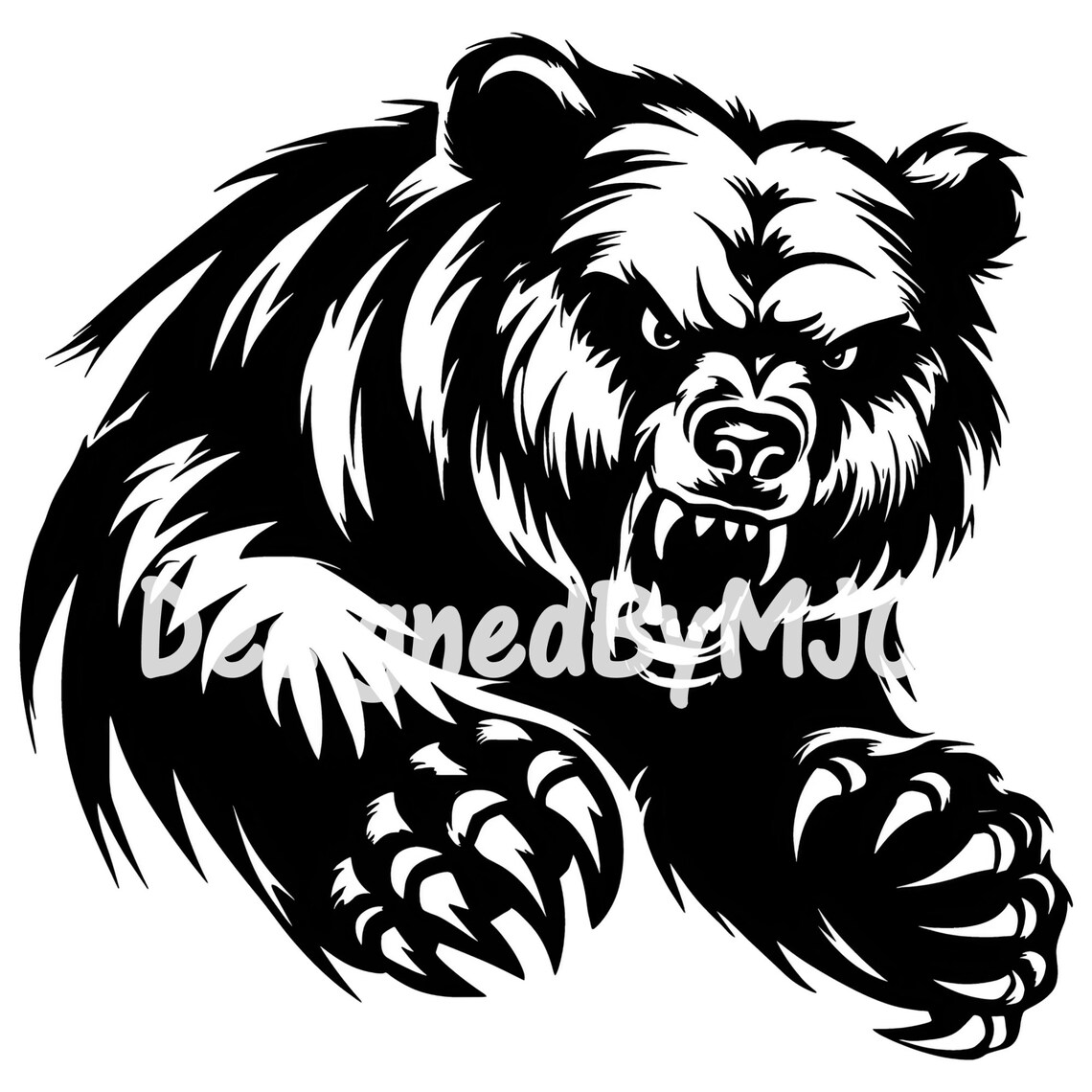 Bear SVG Clipart & PNG Files, Angry Bear Graphics, Digital Clip Art ...