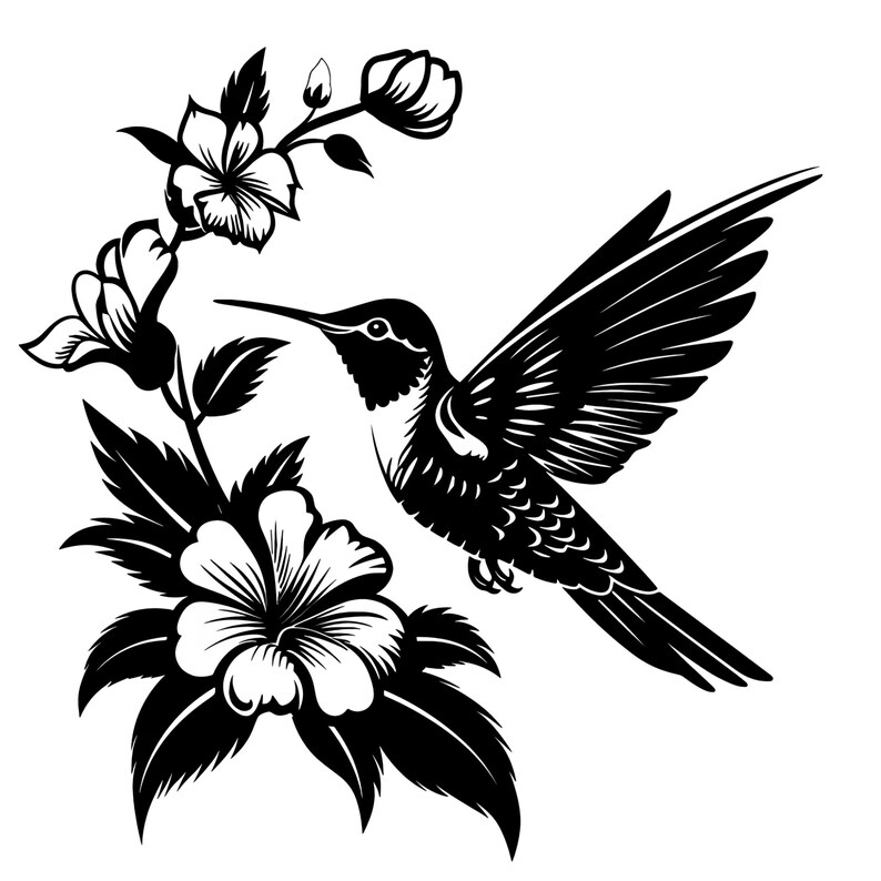 Hummingbird SVG Clipart, SVG & PNG Files, Hummingbird Flowers Graphics ...