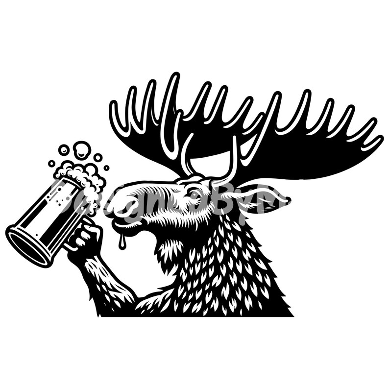 Moose Drinking Beer SVG Bundle Clipart PNG Files, Camping Scene Vector ...