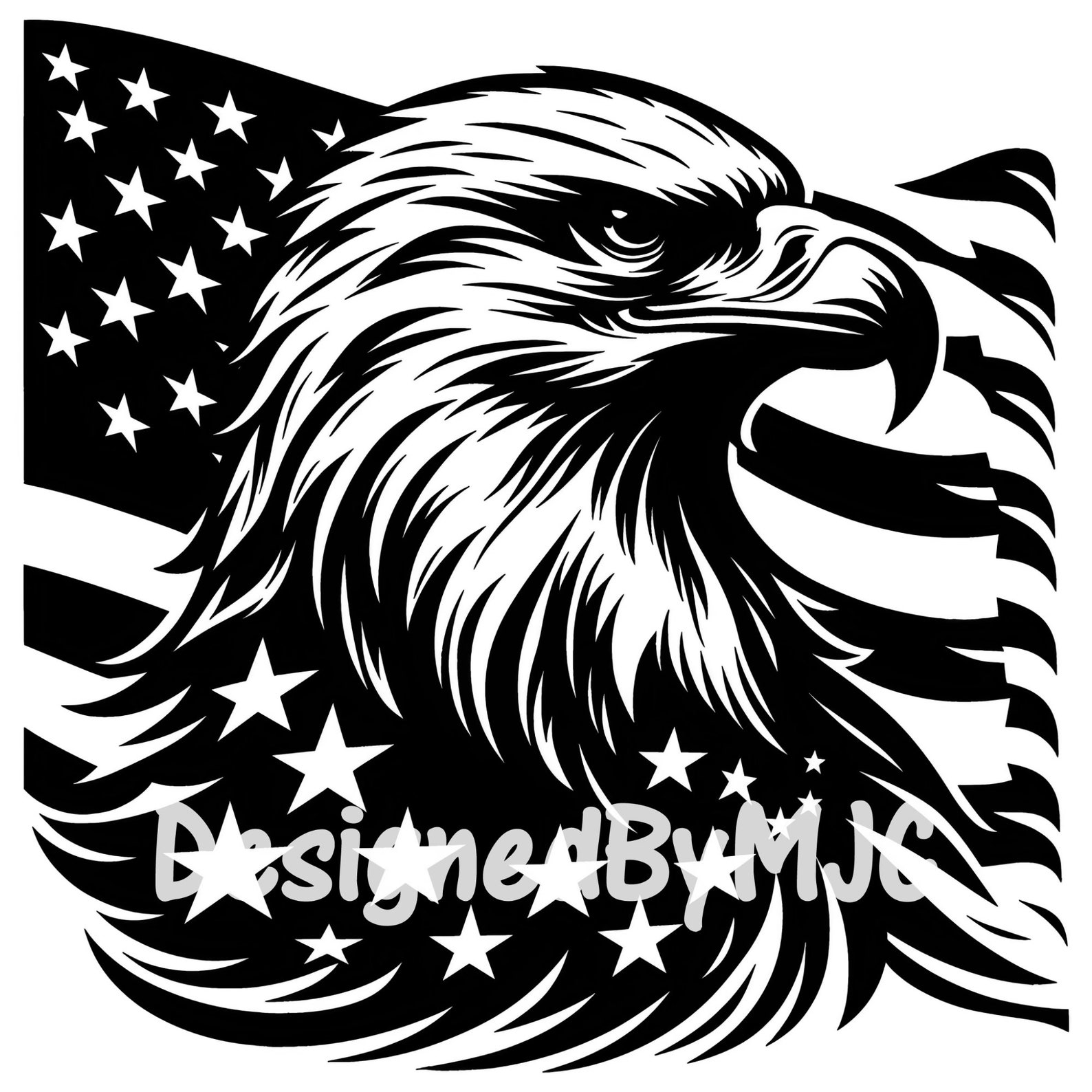 Eagle With Flag SVG Clipart & PNG Files, Bald Eagle Graphics, Digital ...