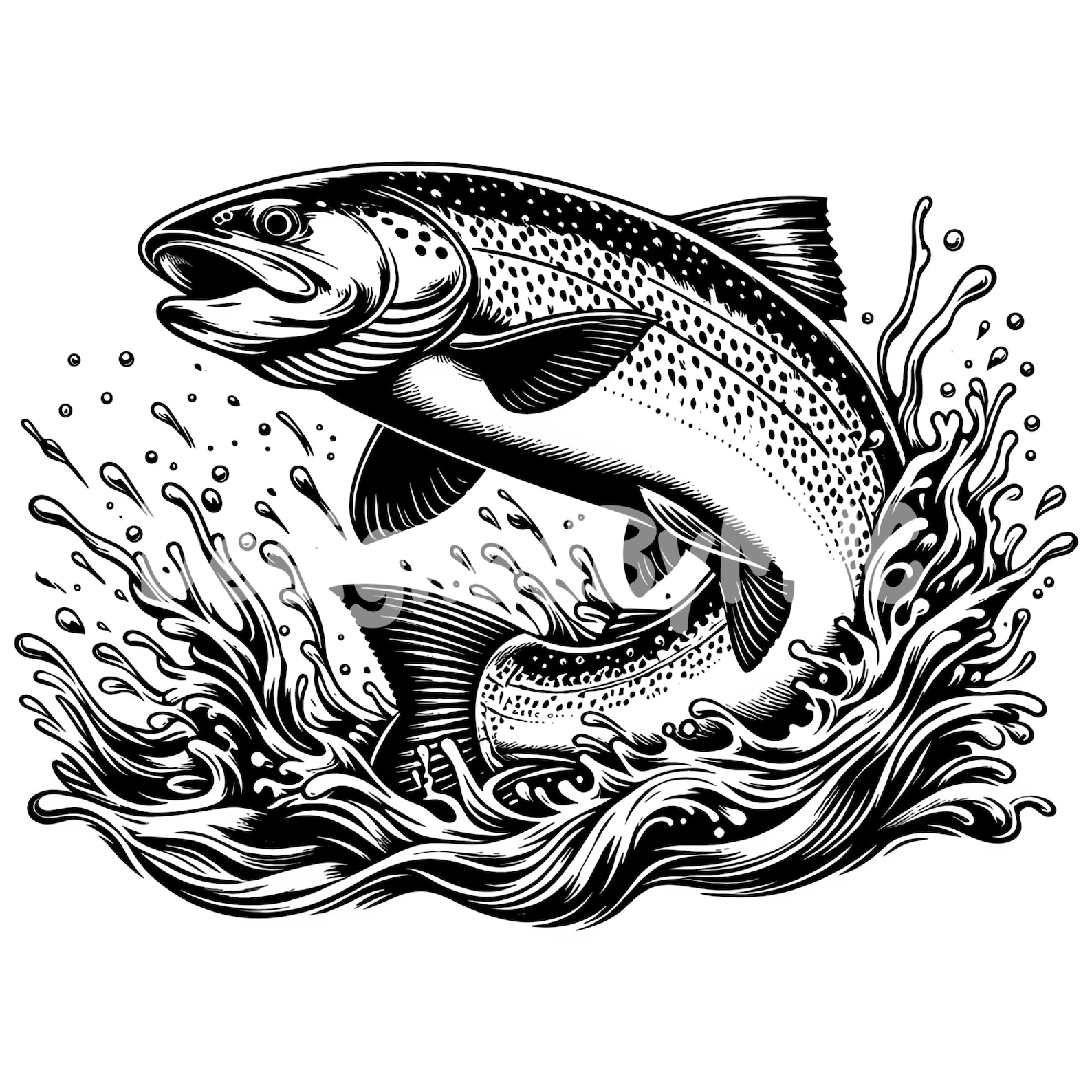 Salmon Fish SVG Clipart & PNG Files, Jumping Salmon Fishing Svg, Salmon ...