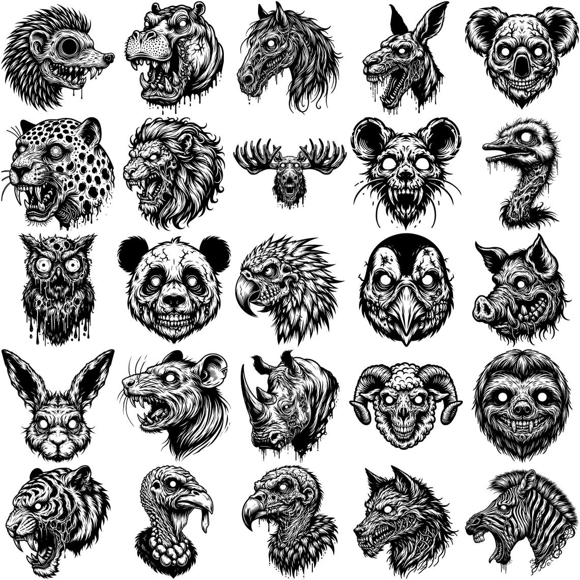 Zombie Animal SVG Bundle, Zombie Animal Clipart, Halloween Zombie ...