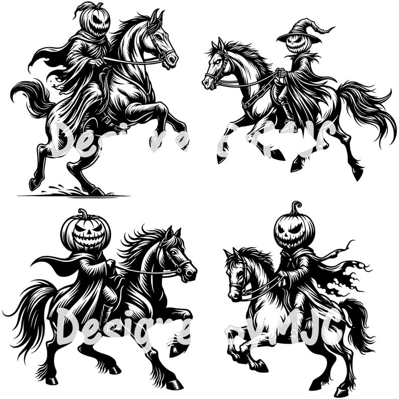 Headless Horseman SVG PNG, Halloween Svg, Pumpkin Head Svg, Sleepy ...