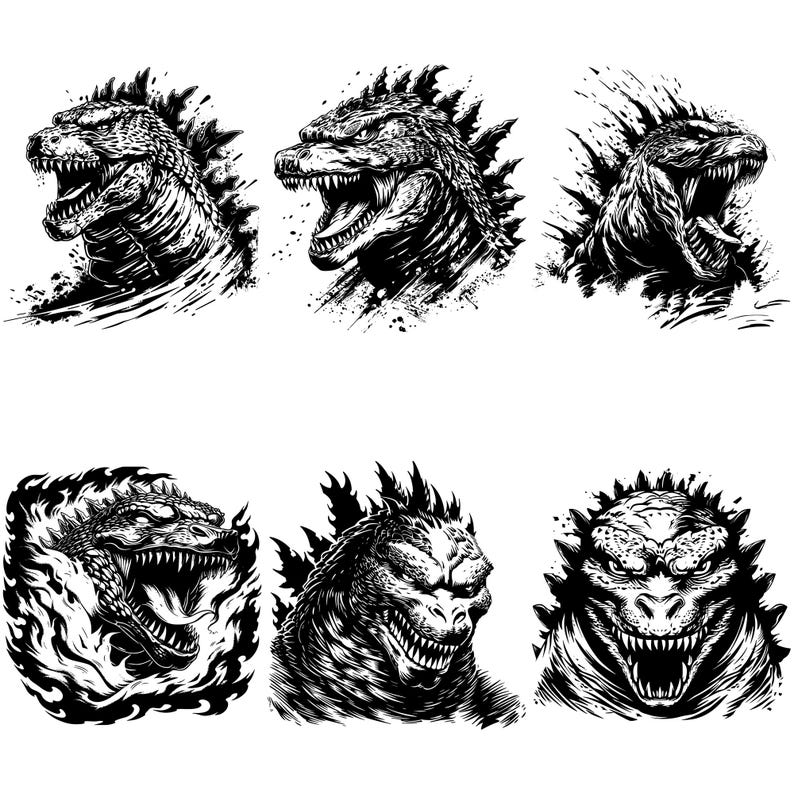Godzilla SVG Bundle, Godzilla Graphics, Digital Clip Art, Cut Files for ...