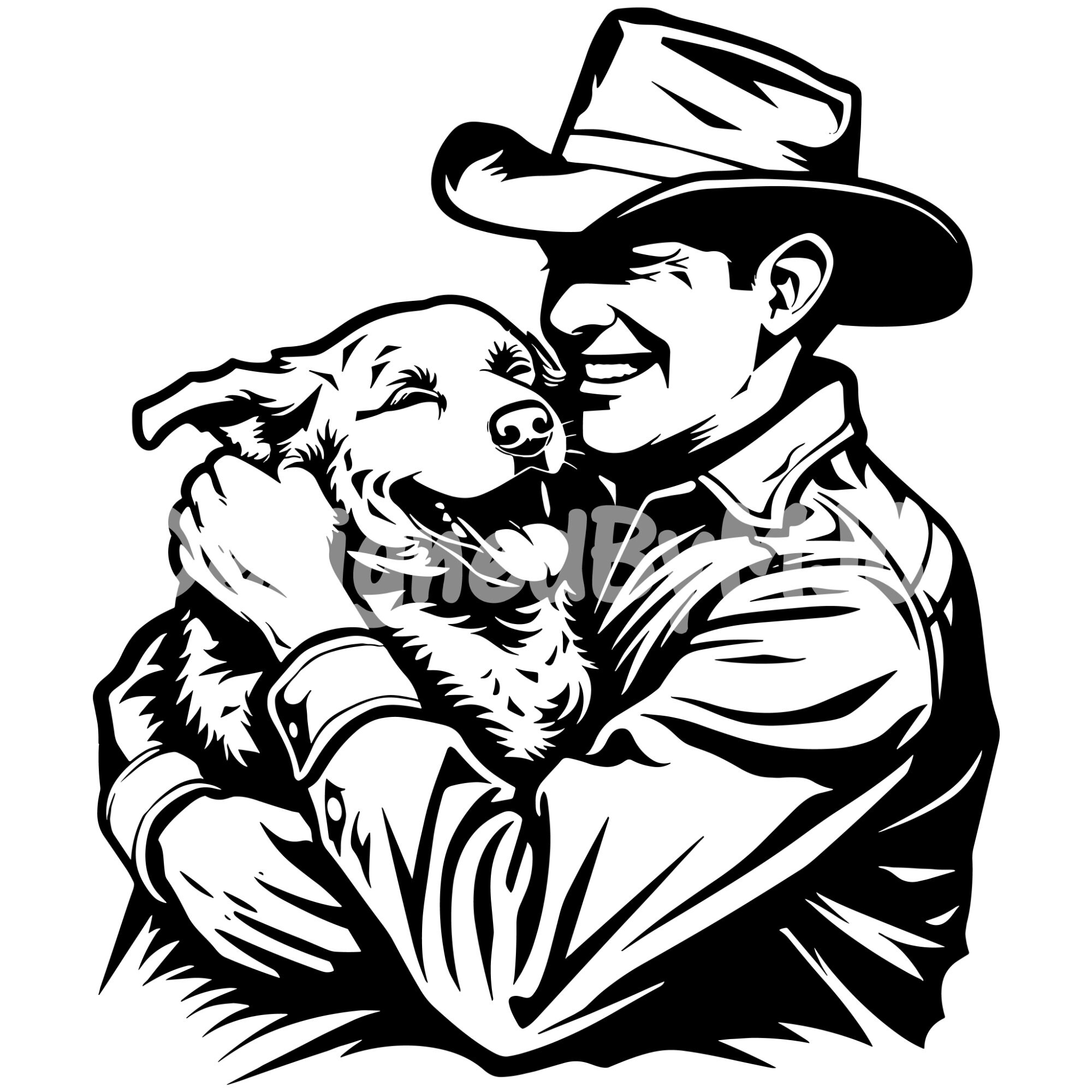 Cowboy Hugging His Dog Bundle SVG PNG, Cowboy Svg, Dog Svg, Mans Best ...