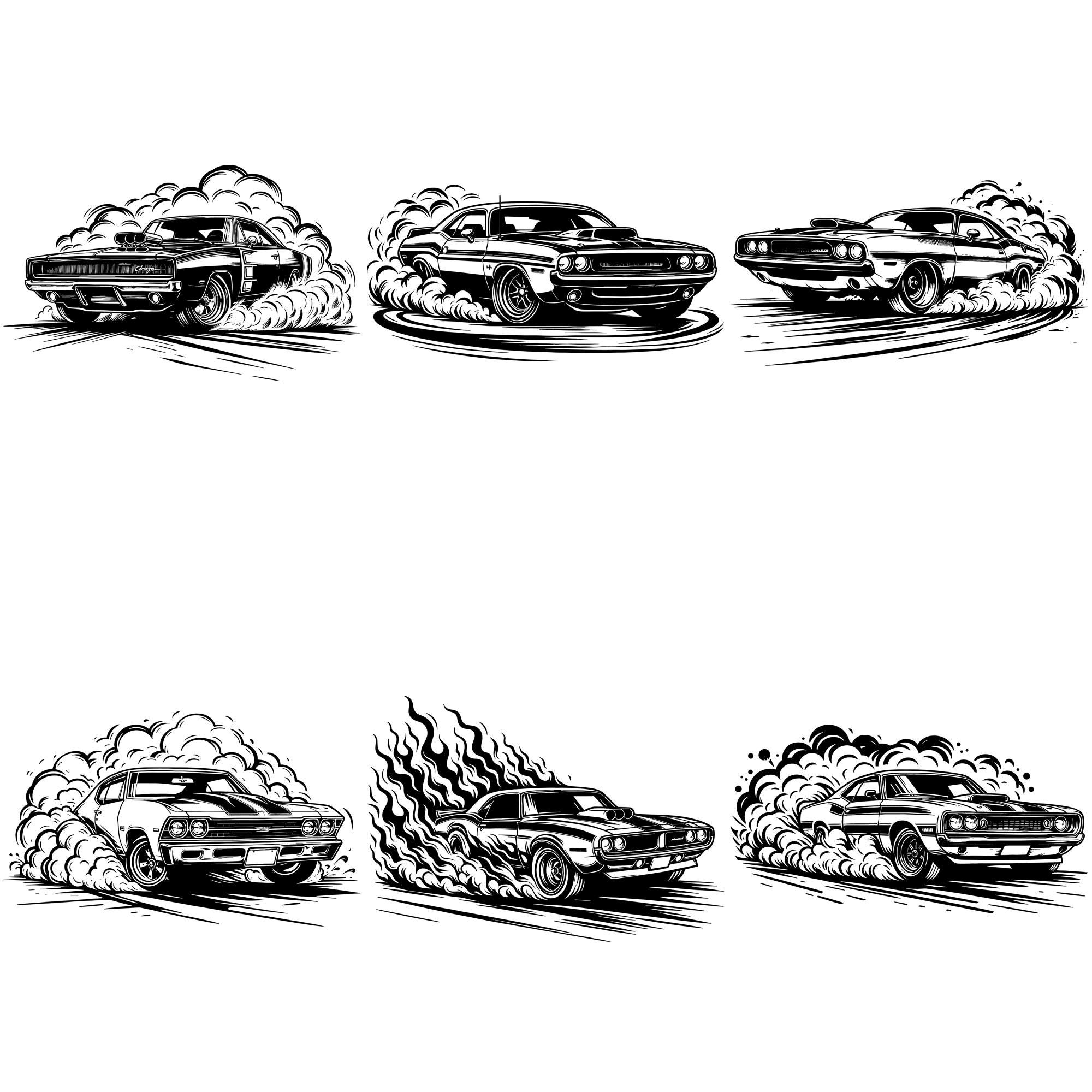 Muscle Car Burnout SVG Bundle, Muscle Car Svg, Car Burnout Svg, Muscle ...