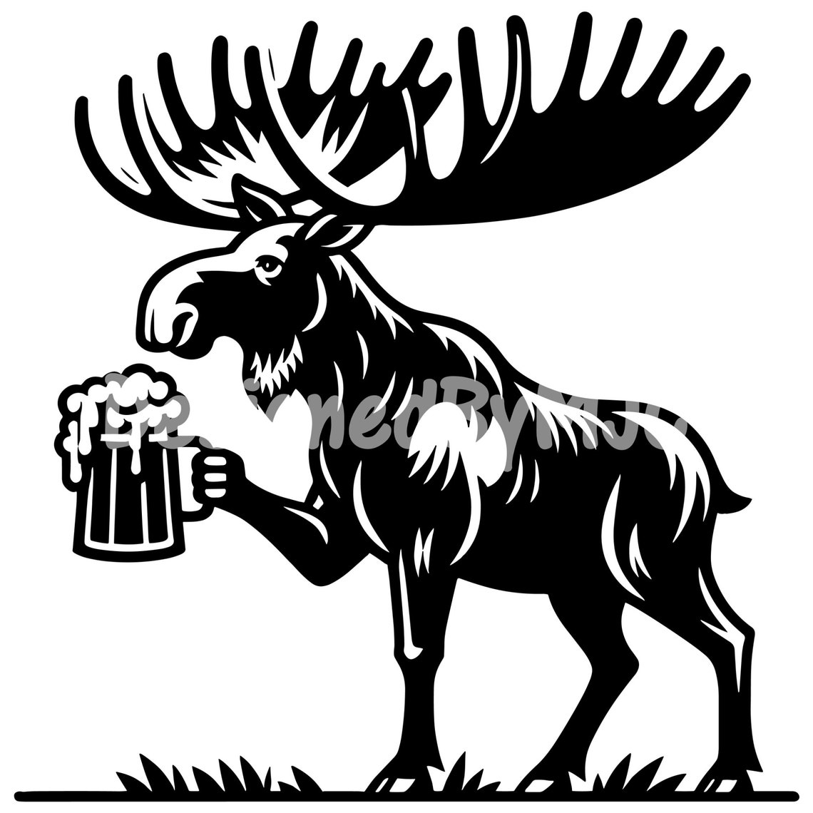 Moose Drinking Beer SVG Bundle Clipart PNG Files, Camping Scene Vector ...