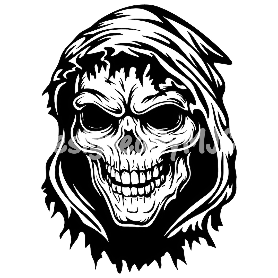 Grim Reaper Head SVG Clipart & PNG Files, Death Graphics, Digital Clip ...