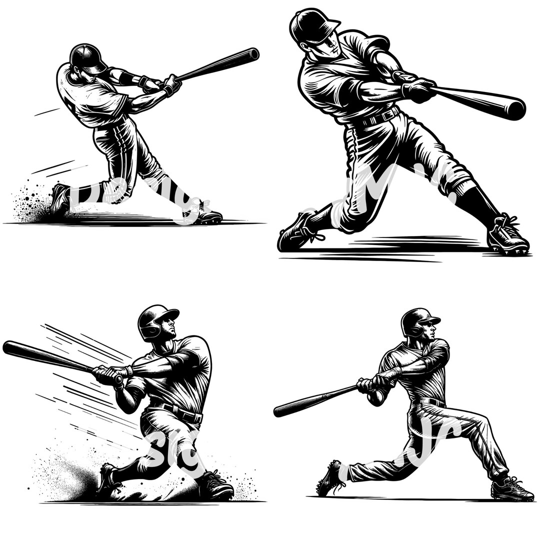 Baseball Player SVG Bundle & PNG Files, Baseball Player Clipart ...